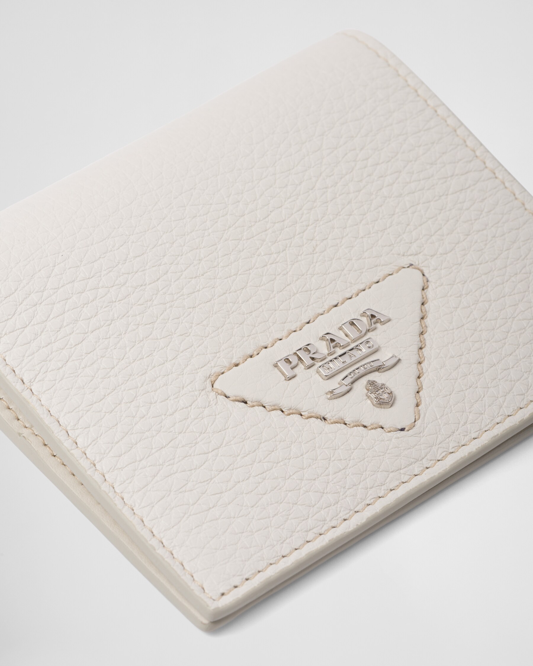 Chalk White Leather Wallet | PRADA