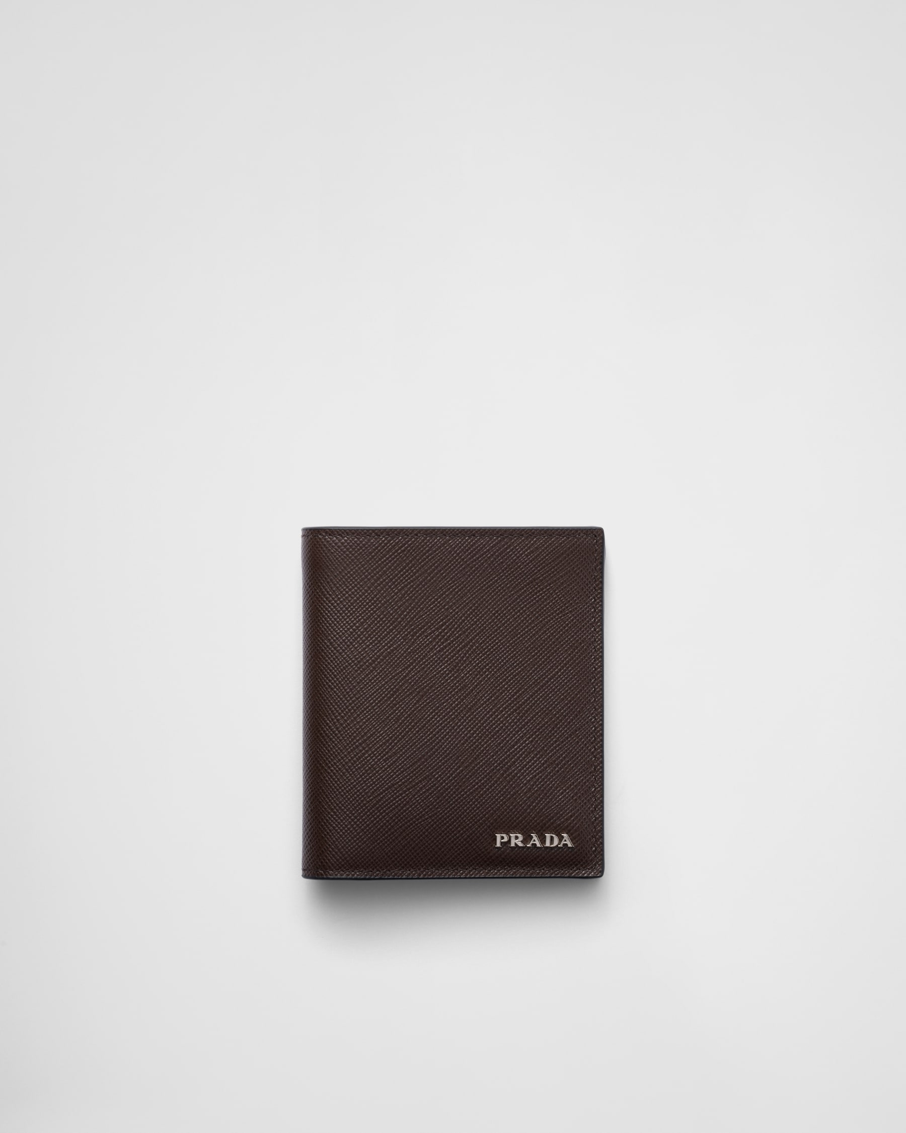 Coffee/baltic Blue Saffiano Leather Wallet | PRADA
