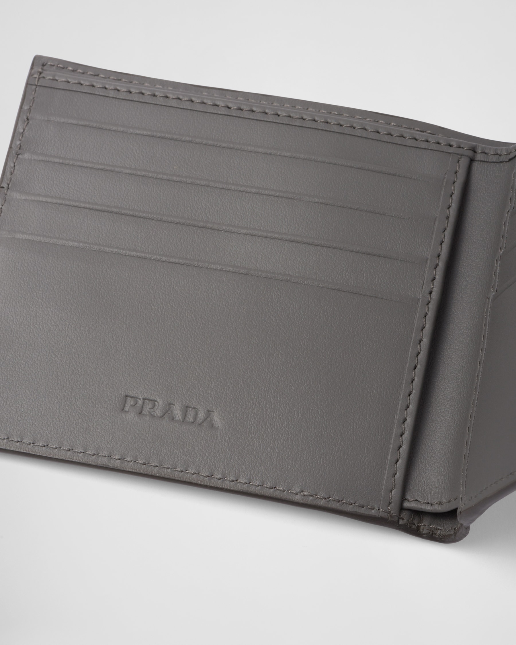 Marble Gray Leather Wallet | PRADA