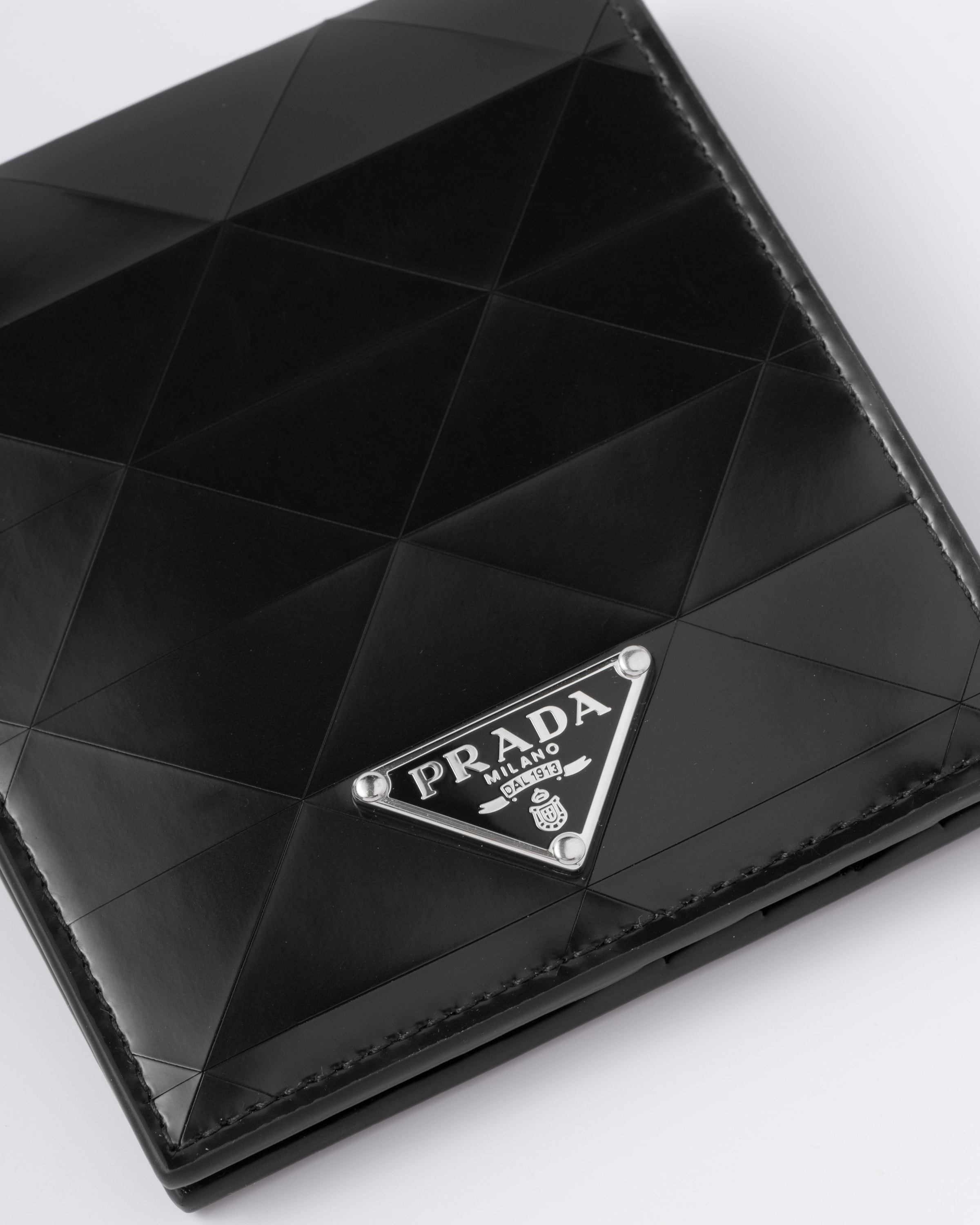 Black Brushed leather wallet | Prada