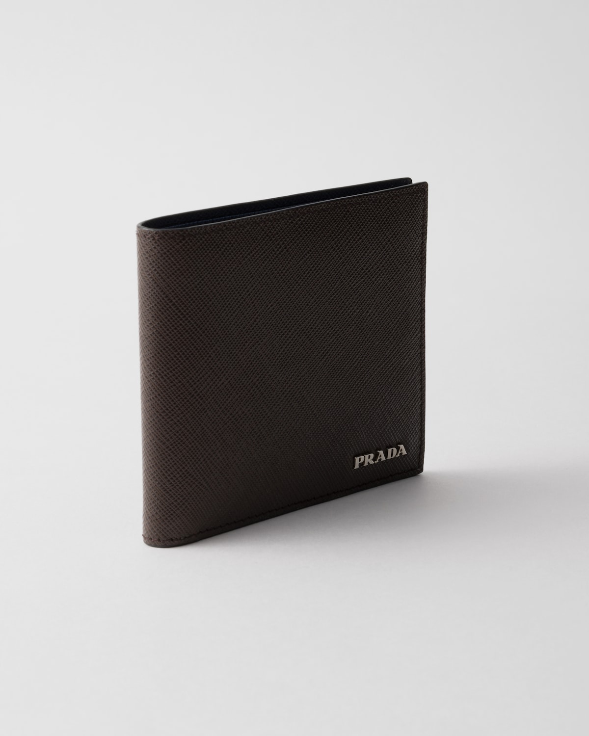 Coffee/baltic Blue Saffiano Leather Wallet | PRADA - United States