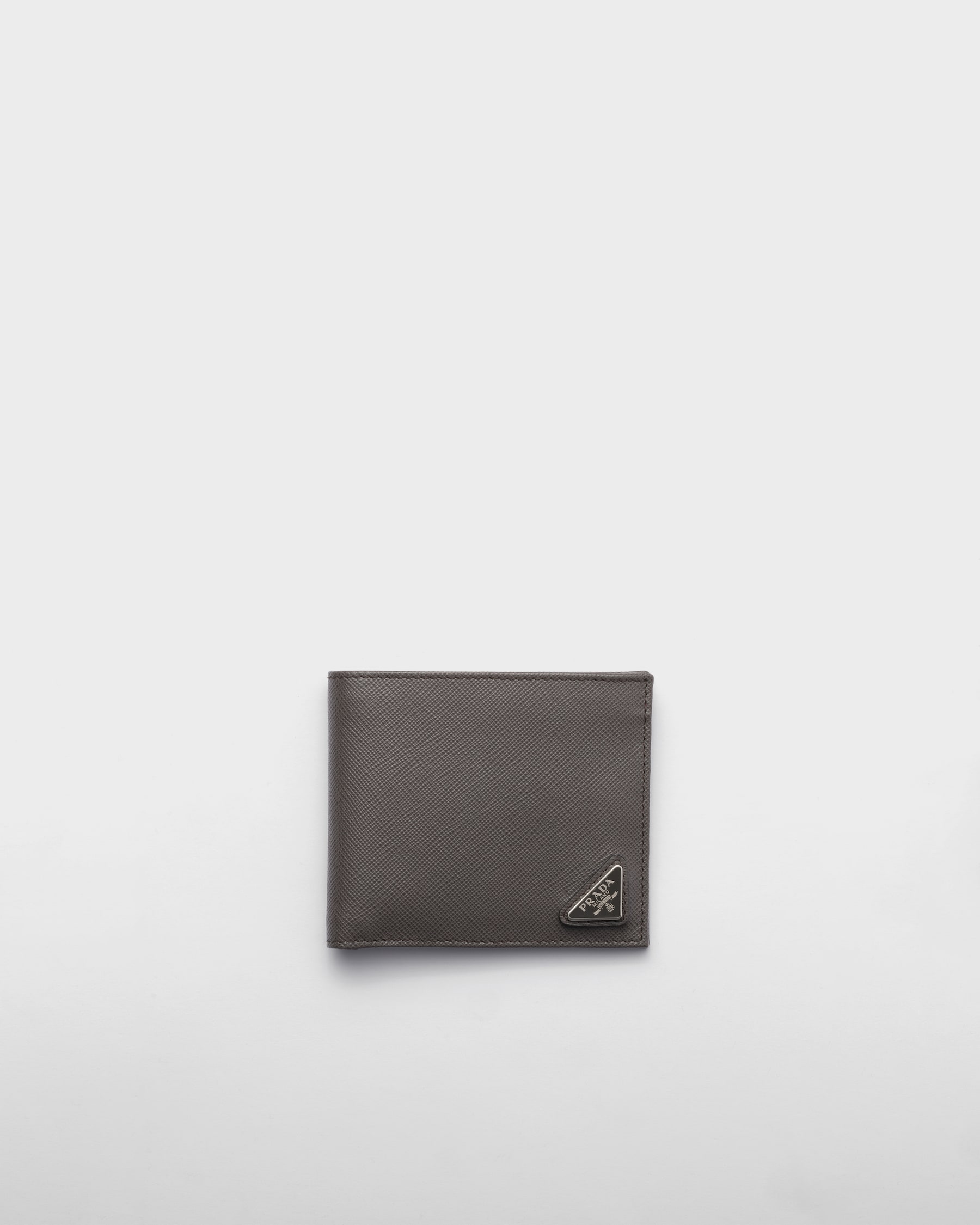 Smoky Gray Saffiano Leather Wallet | PRADA - United States