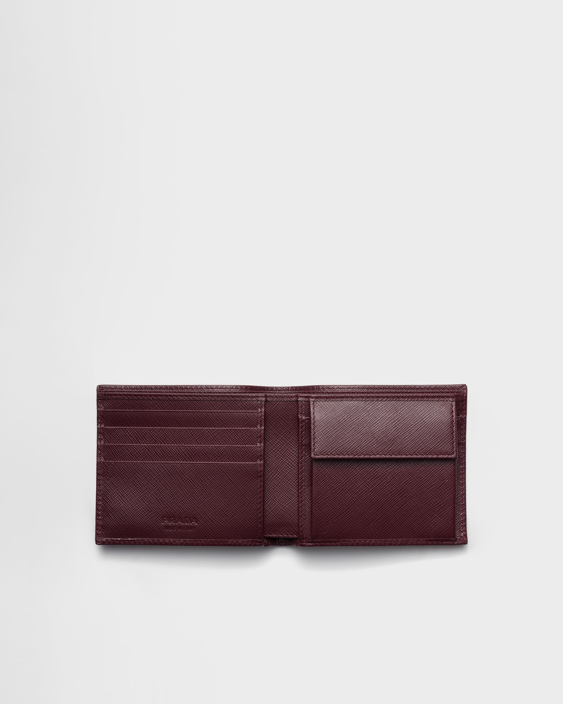 Burgundy Saffiano Leather Wallet With Coin Purse | PRADA - United States