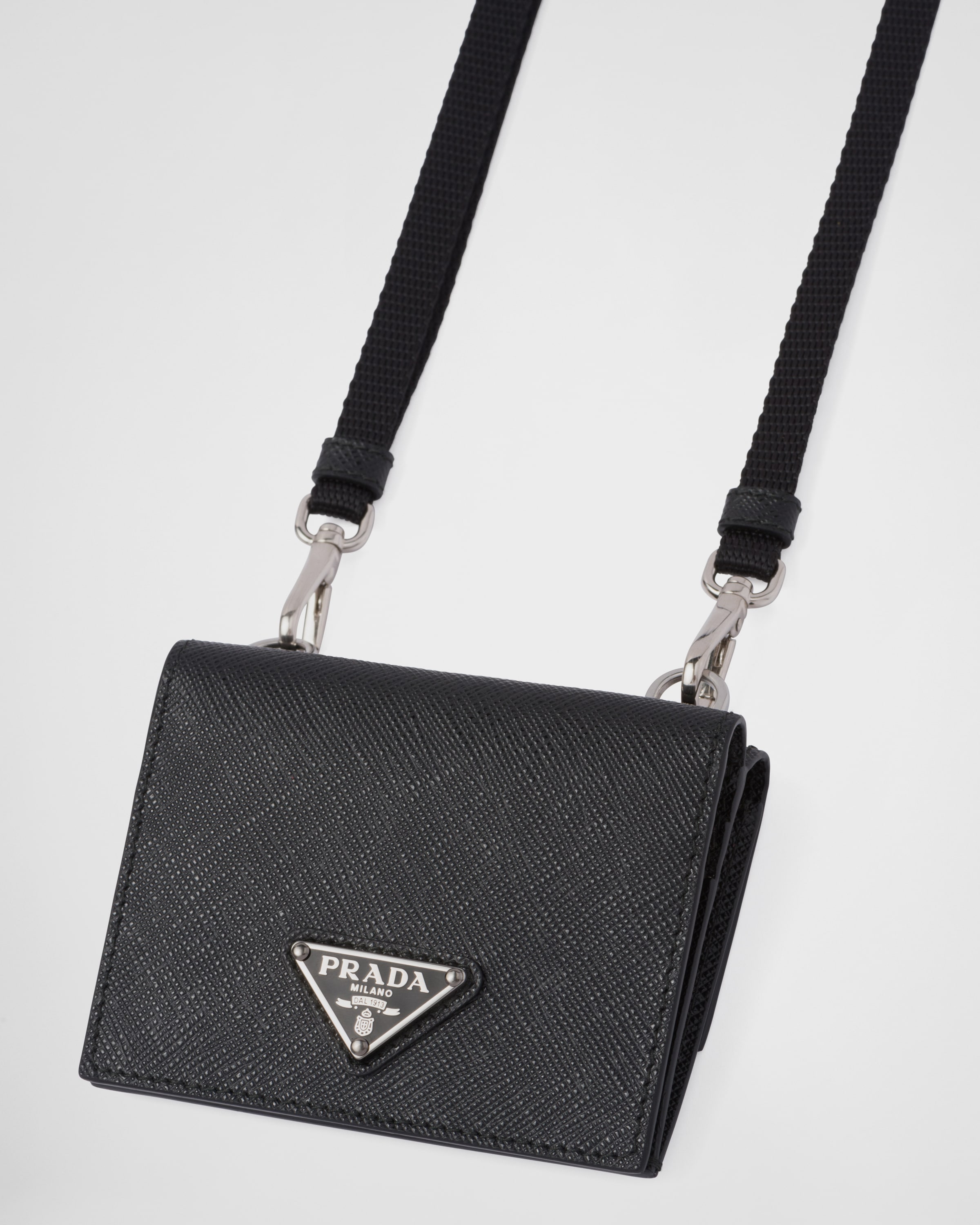 Black Saffiano leather card holder | Prada