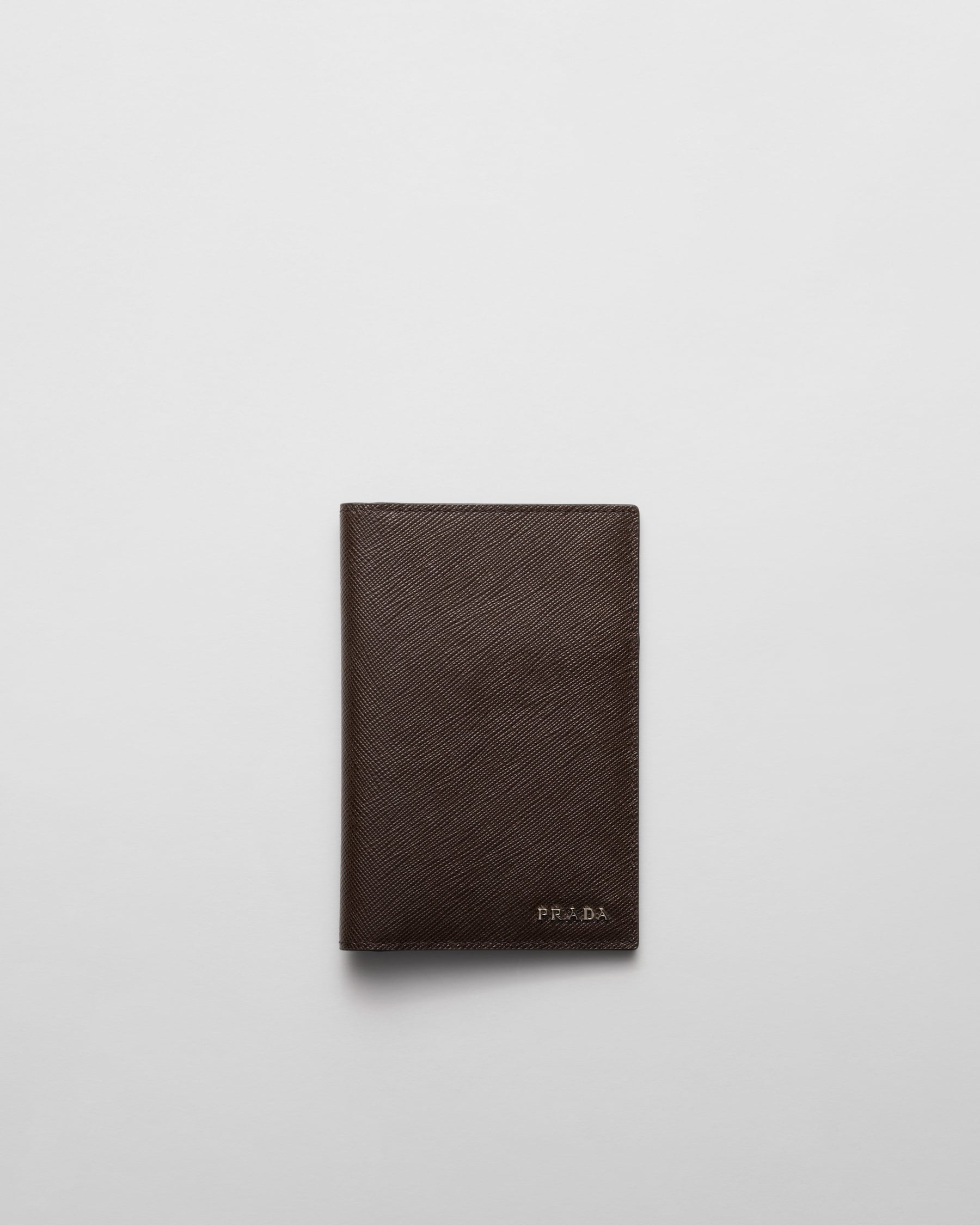 Coffee/baltic Blue Saffiano Leather Passport Holder | PRADA