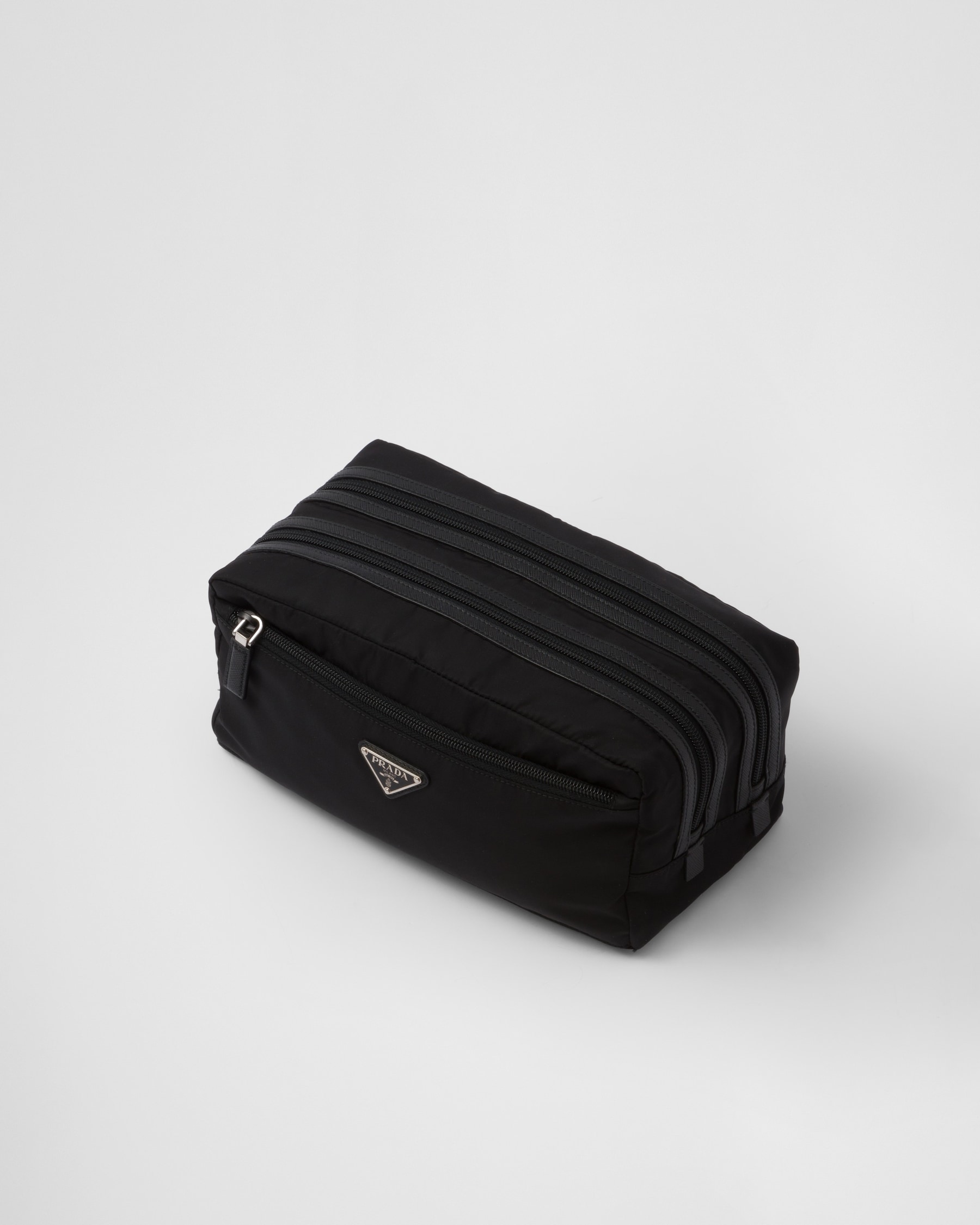 Black Re-nylon And Saffiano Leather Travel Pouch | PRADA
