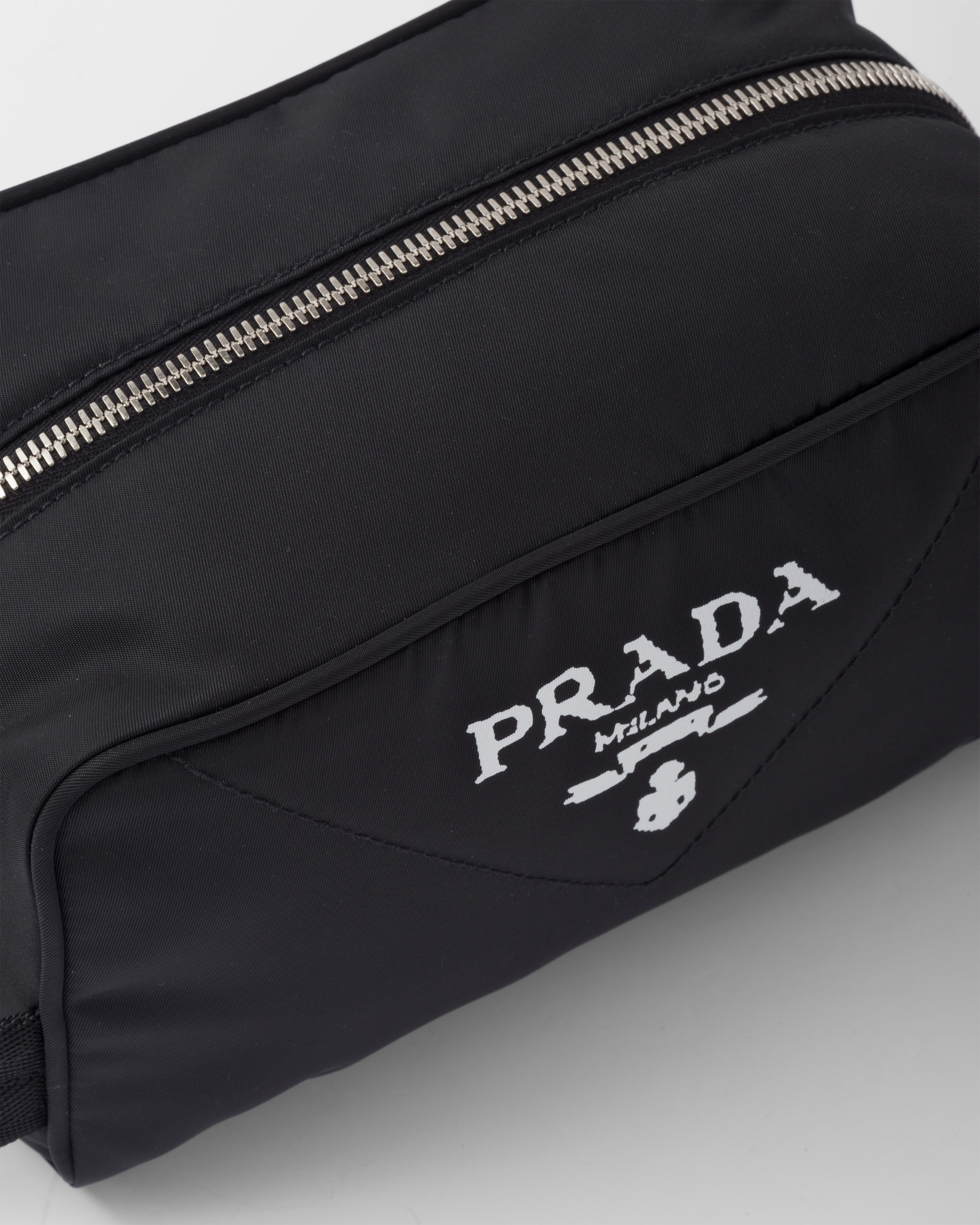 Black Re-nylon And Leather Travel Pouch | PRADA
