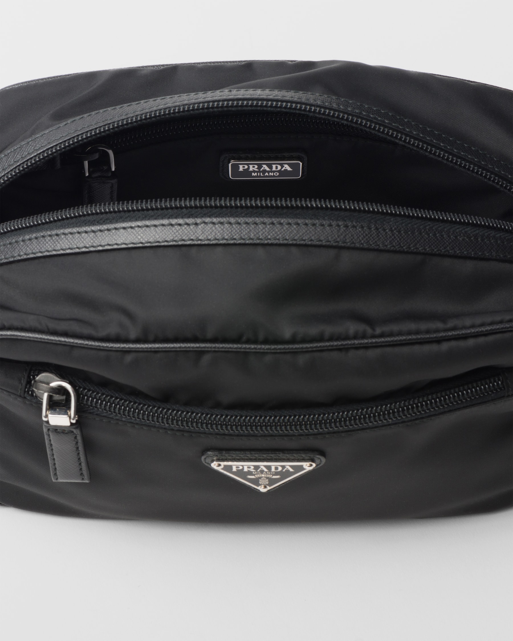 Black Re-nylon And Saffiano Leather Travel Pouch | PRADA
