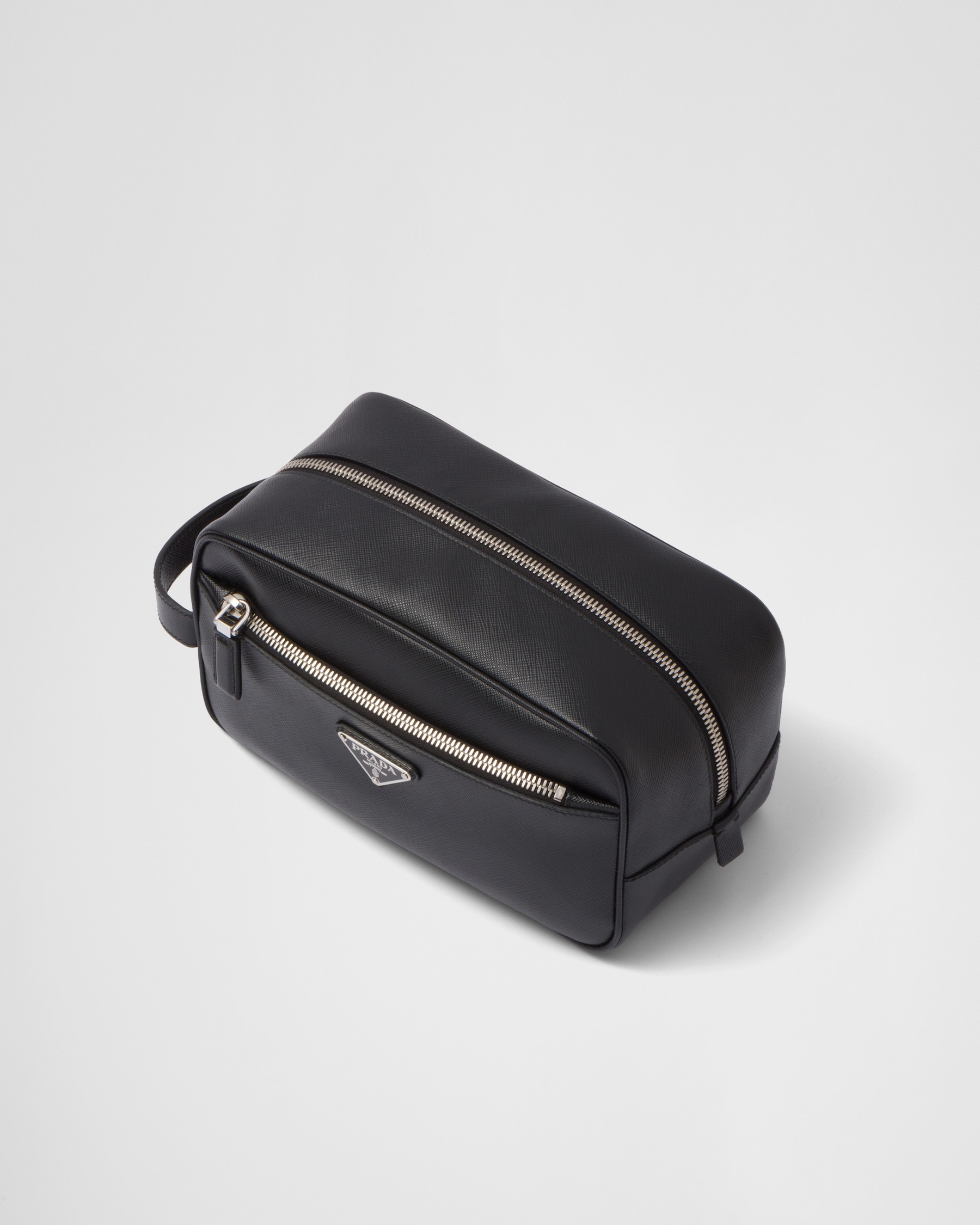 Black Saffiano Leather Travel Pouch | PRADA - United Kingdom