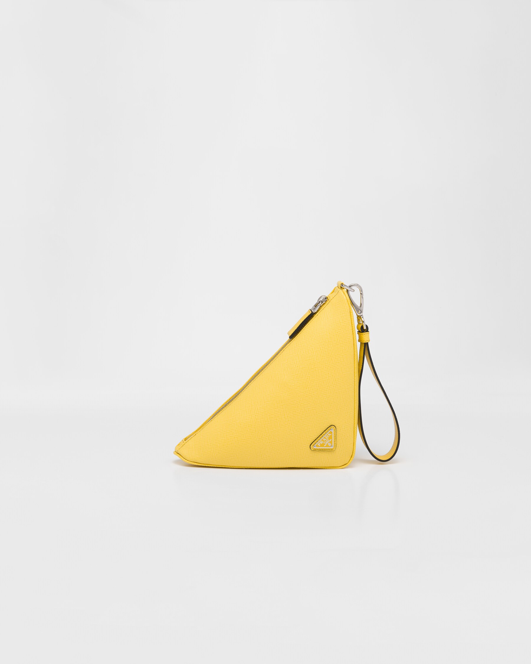 Sunny Yellow Leather Prada Triangle Pouch | PRADA