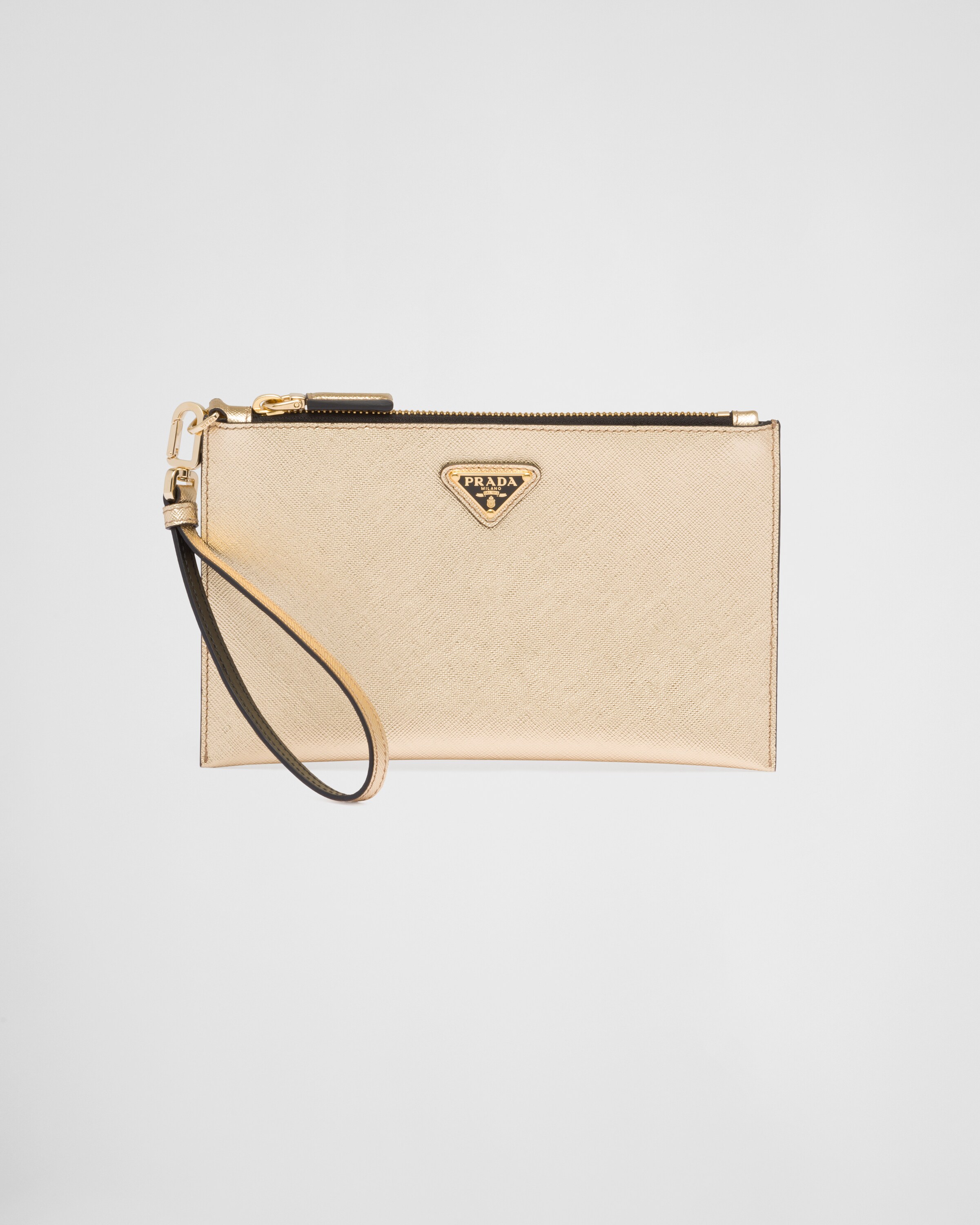 Platinum Saffiano leather pouch | Prada