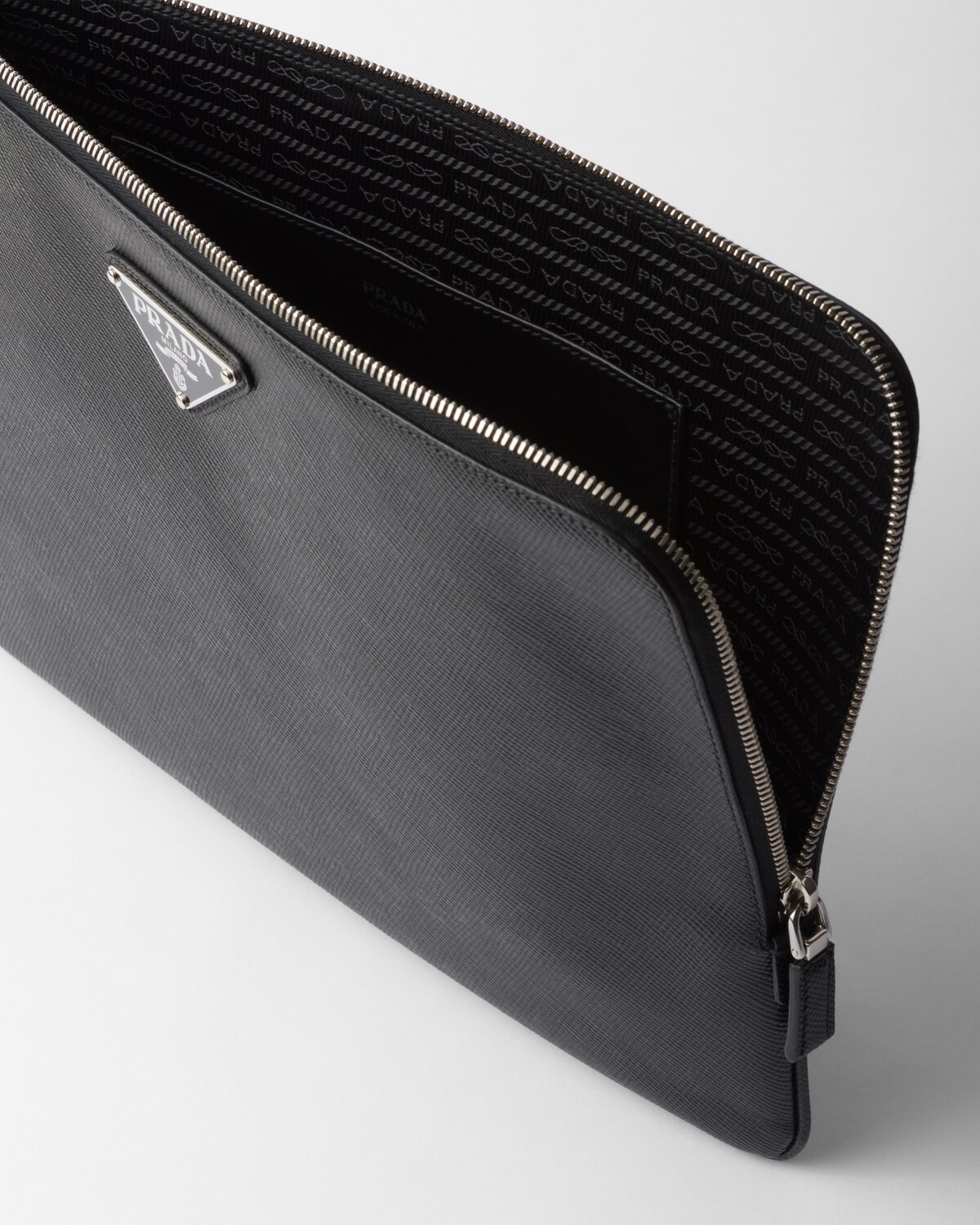 Black Large Saffiano Leather Pouch | PRADA