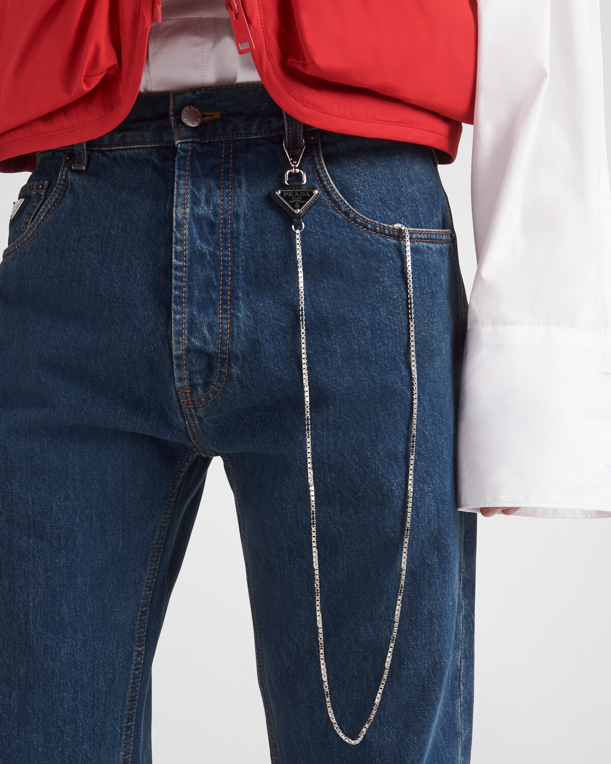 Steel Gray Metal Key Ring | PRADA