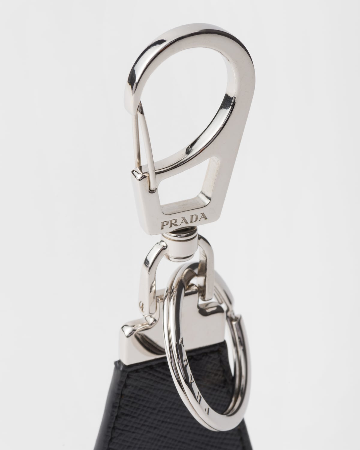 Black Saffiano Leather Keychain | PRADA