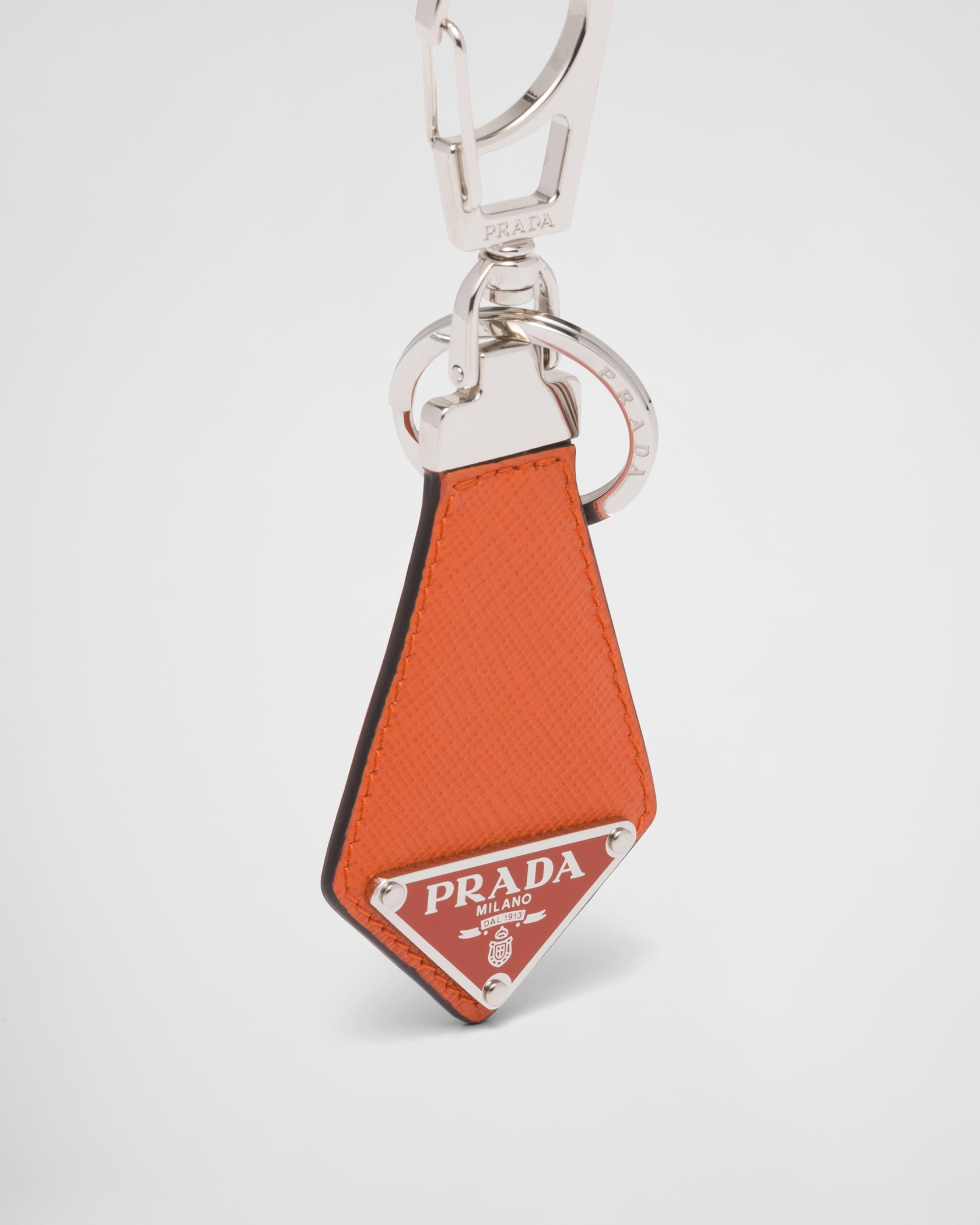 Papaya Saffiano Leather Keychain | PRADA