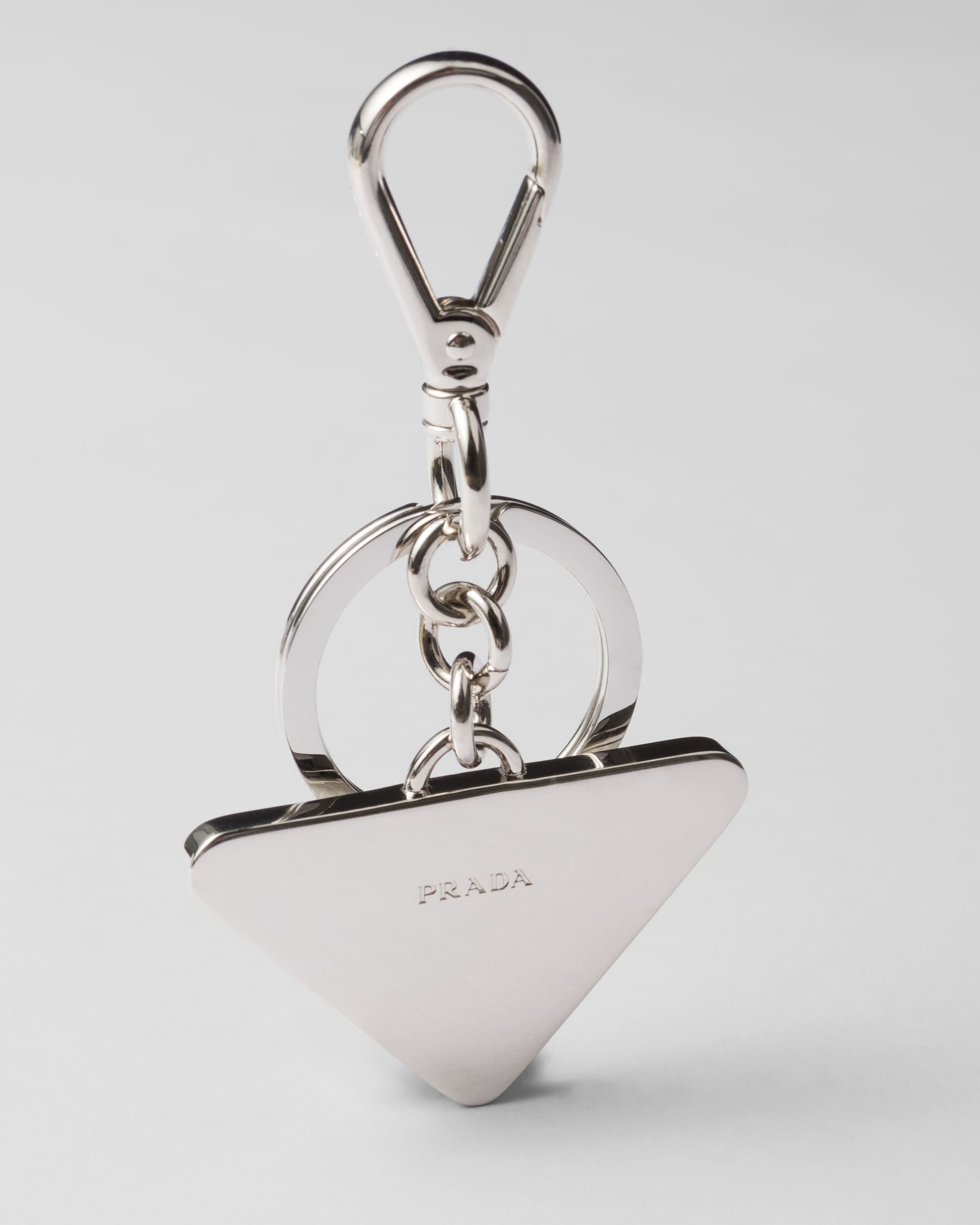 White Saffiano Leather And Metal Keychain | PRADA