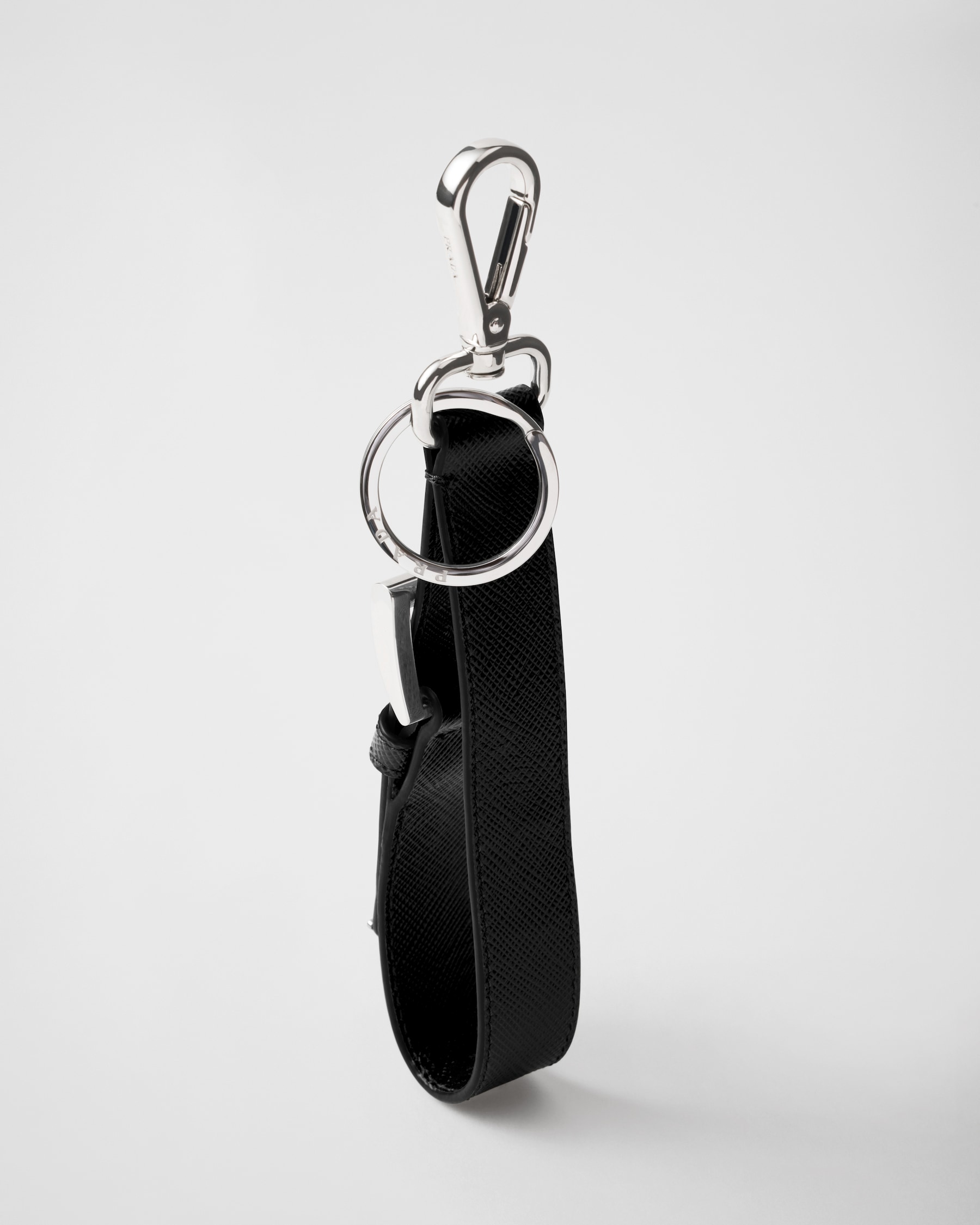 Black Saffiano Leather Key Ring | PRADA