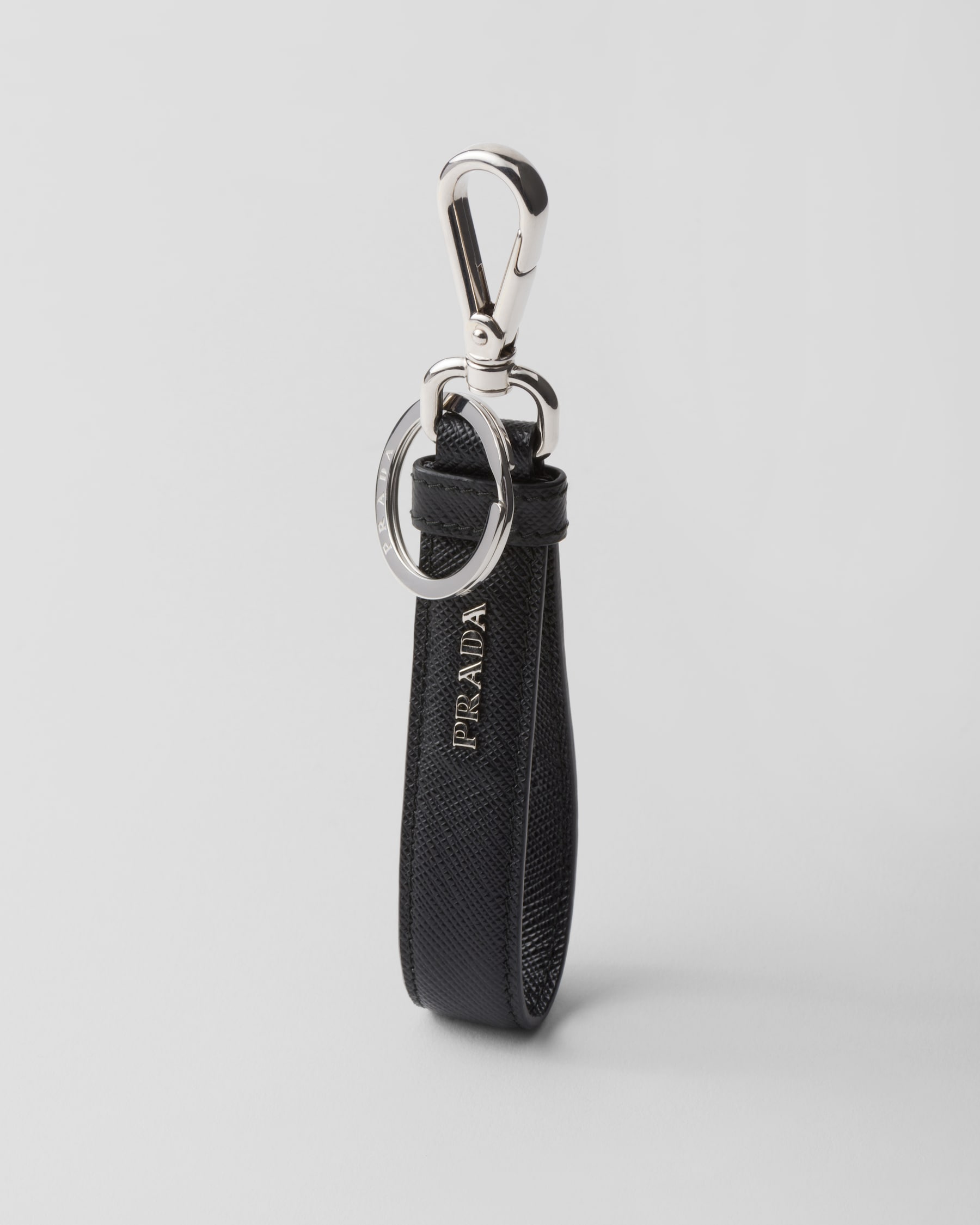 Black Saffiano Leather Keychain | PRADA