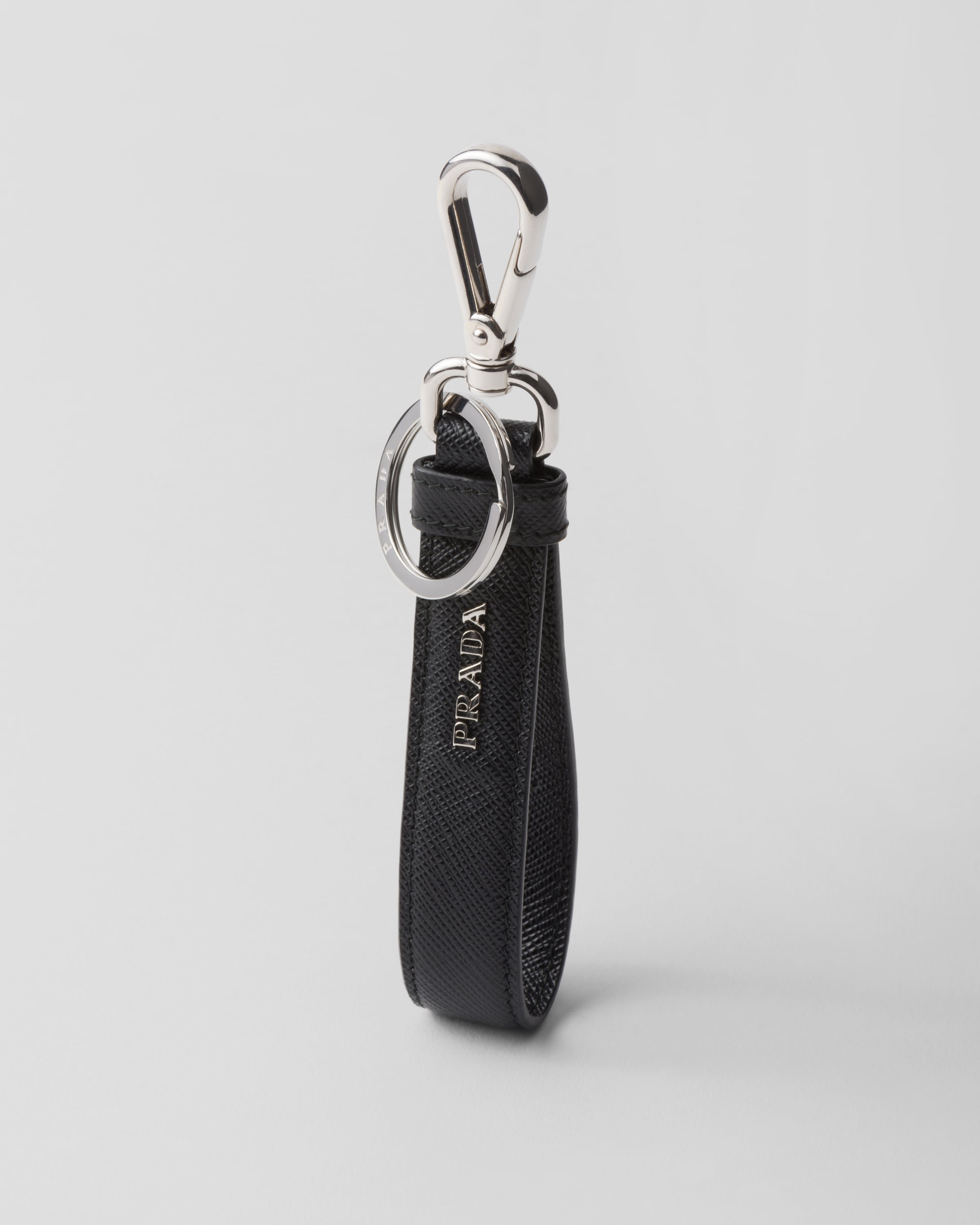 Black Saffiano Leather Keychain | PRADA
