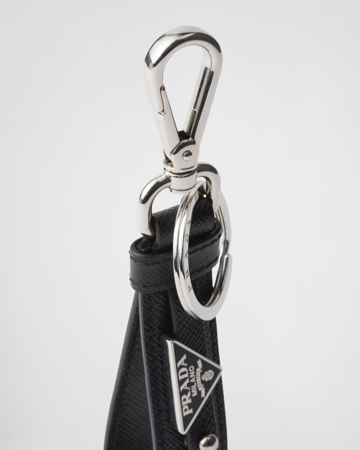 Black Saffiano Leather Keychain | PRADA