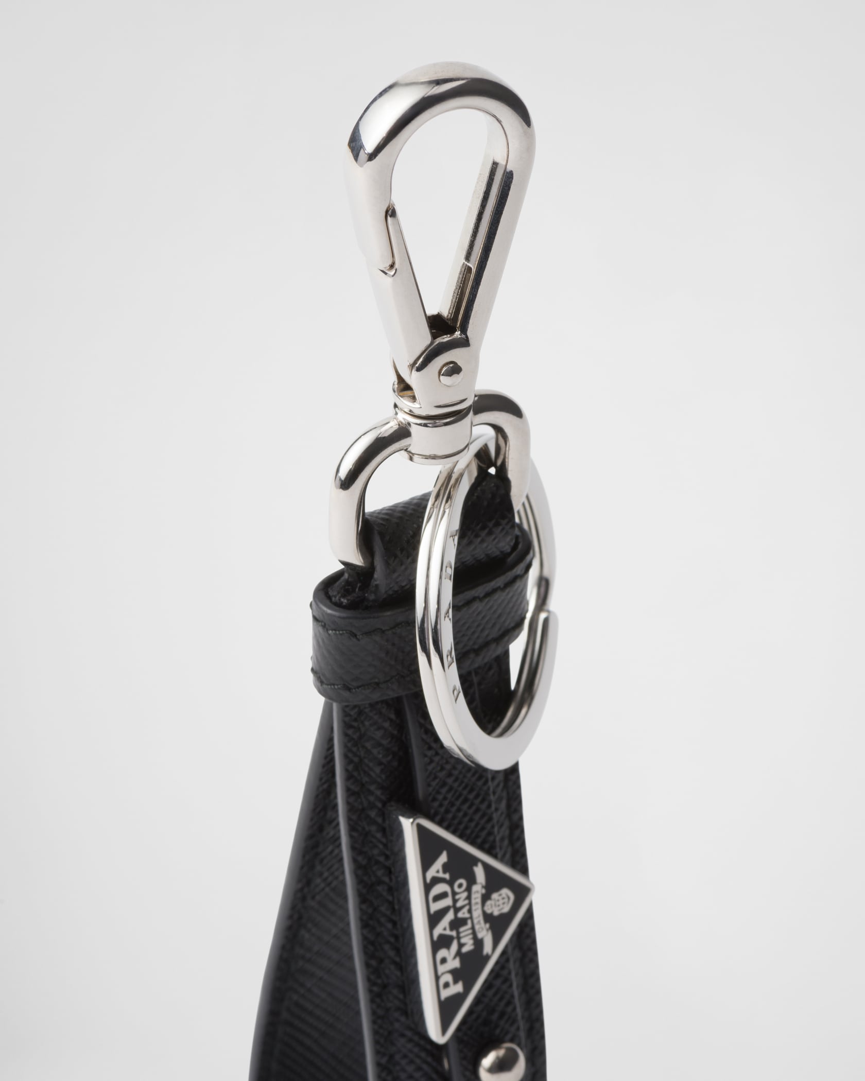 Black Saffiano Leather Keychain | PRADA