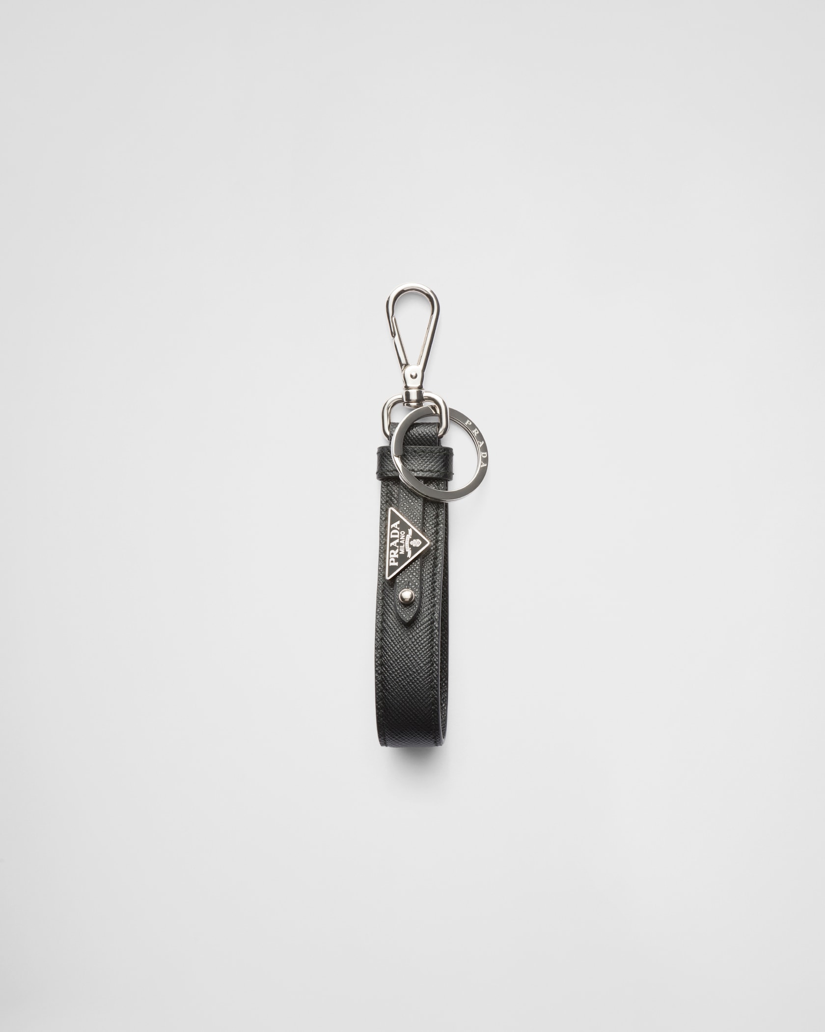 Black Saffiano Leather Keychain | PRADA