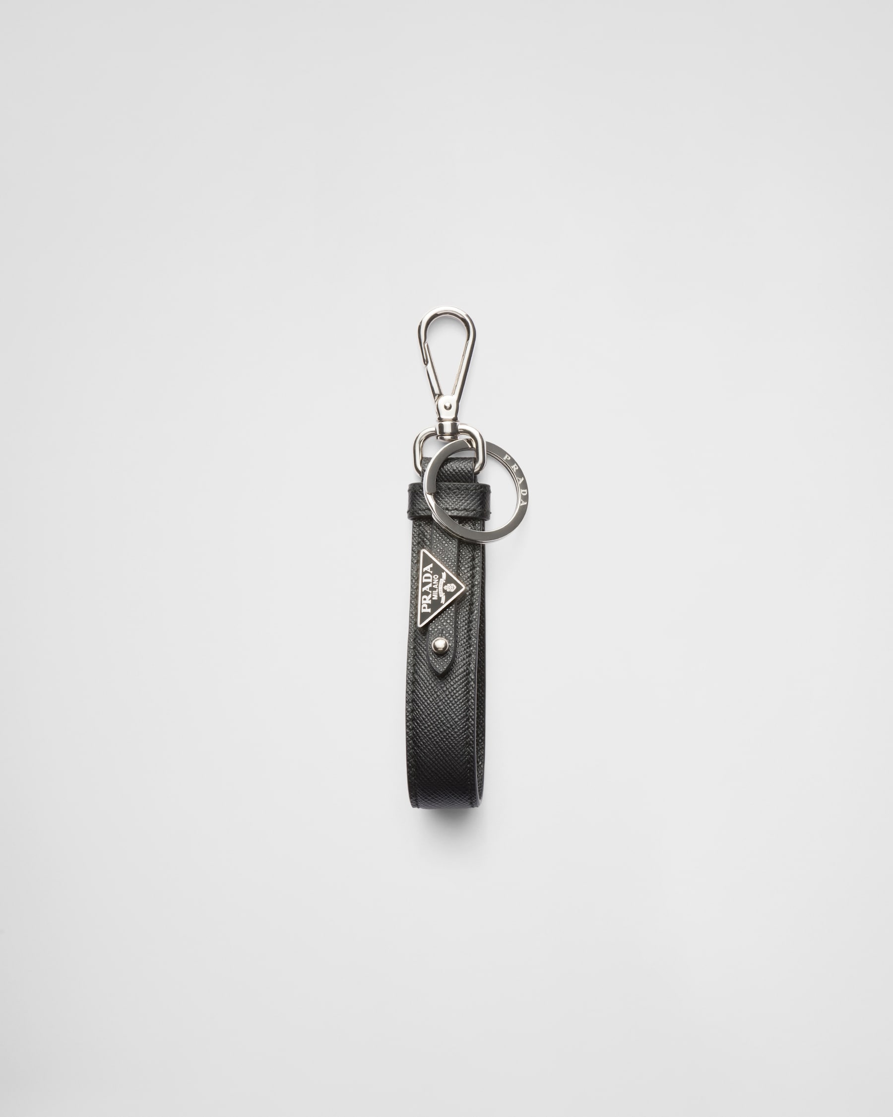 Black Saffiano Leather Keychain | PRADA