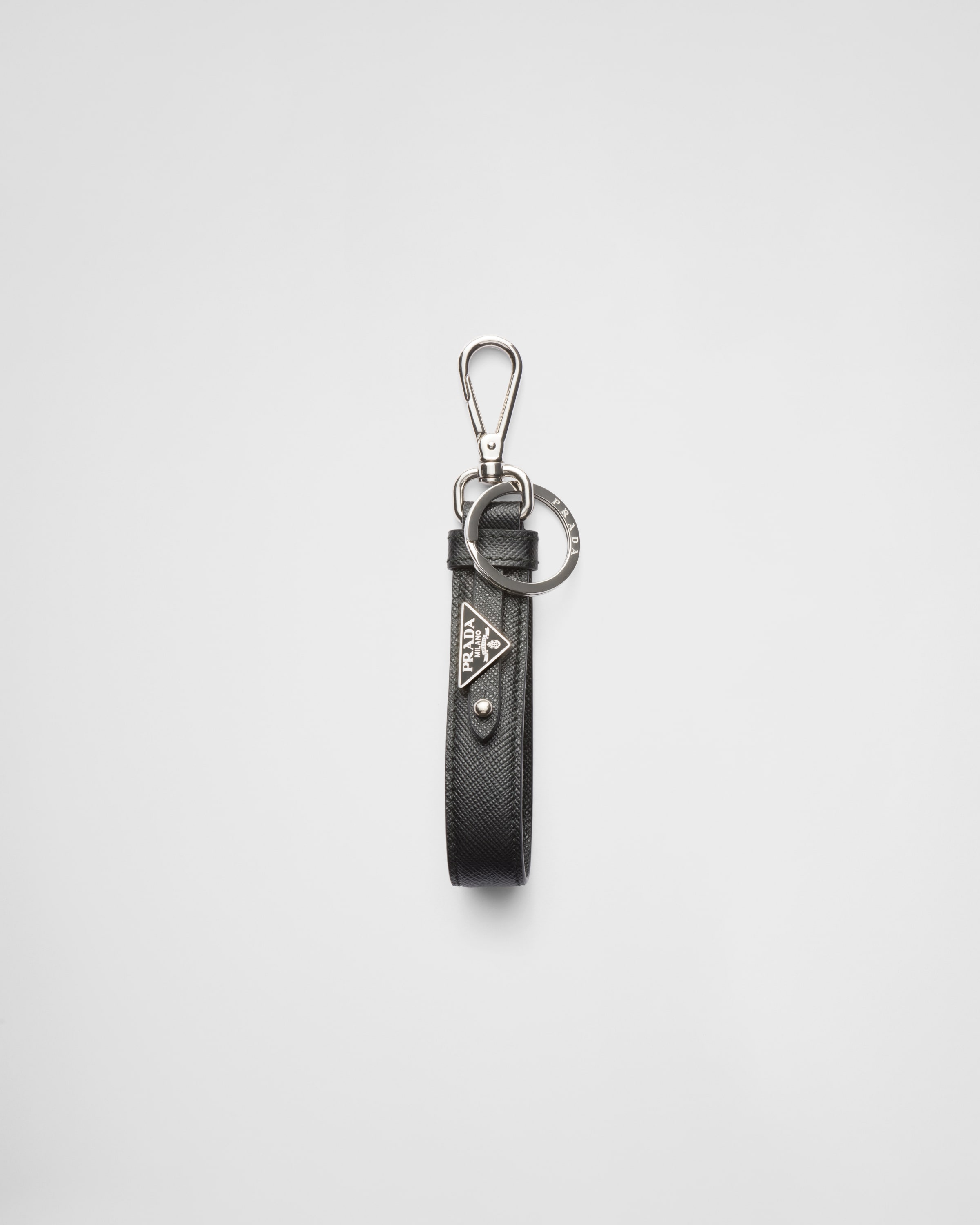 Black Saffiano Leather Keychain | PRADA