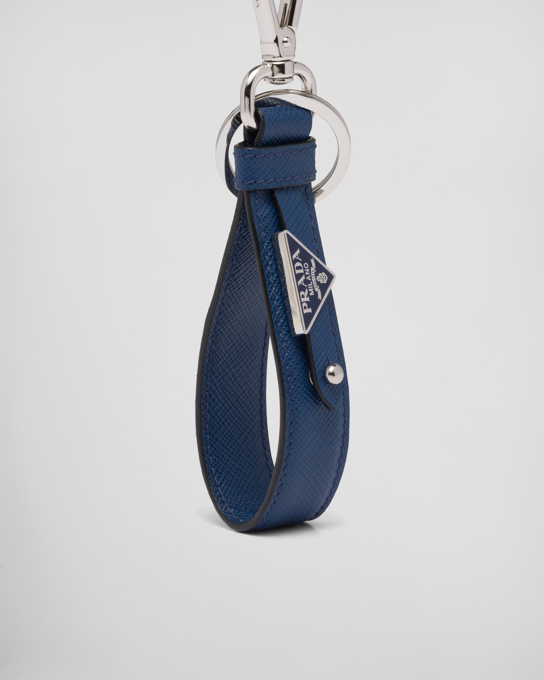 Bluette Saffiano Leather Keychain | PRADA