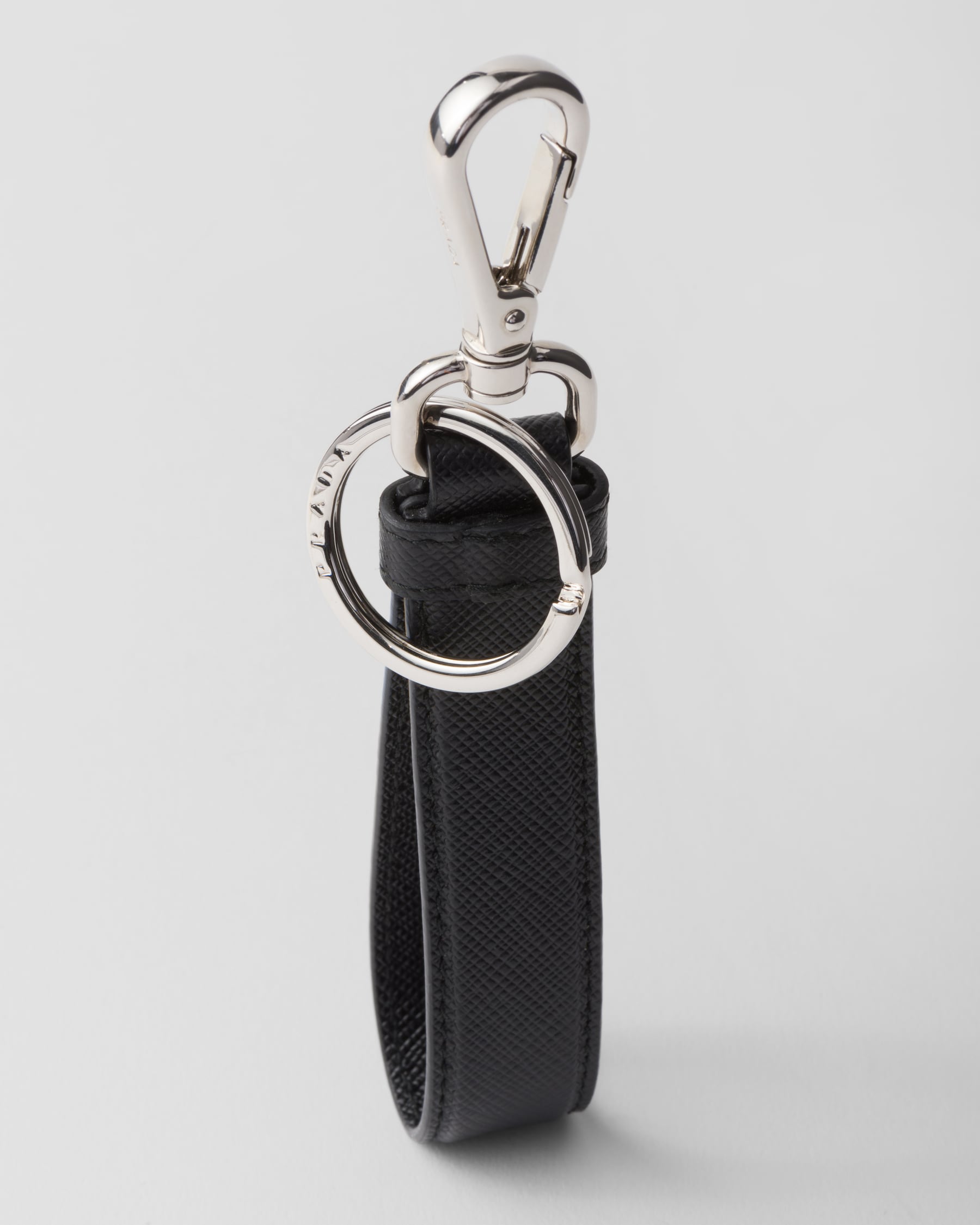 Black Saffiano Leather Keychain | PRADA