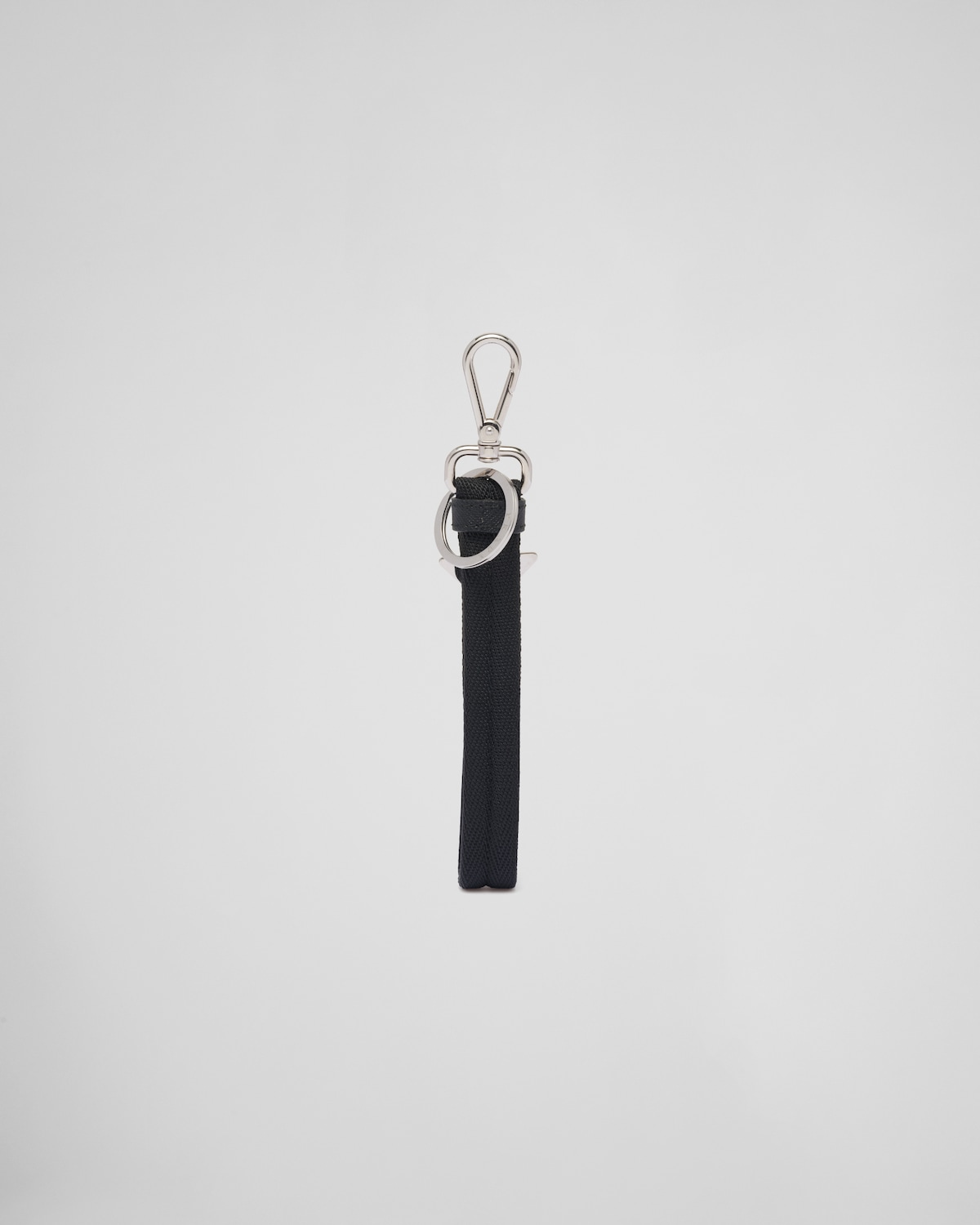 Black Woven Re-nylon Tape Keychain | PRADA