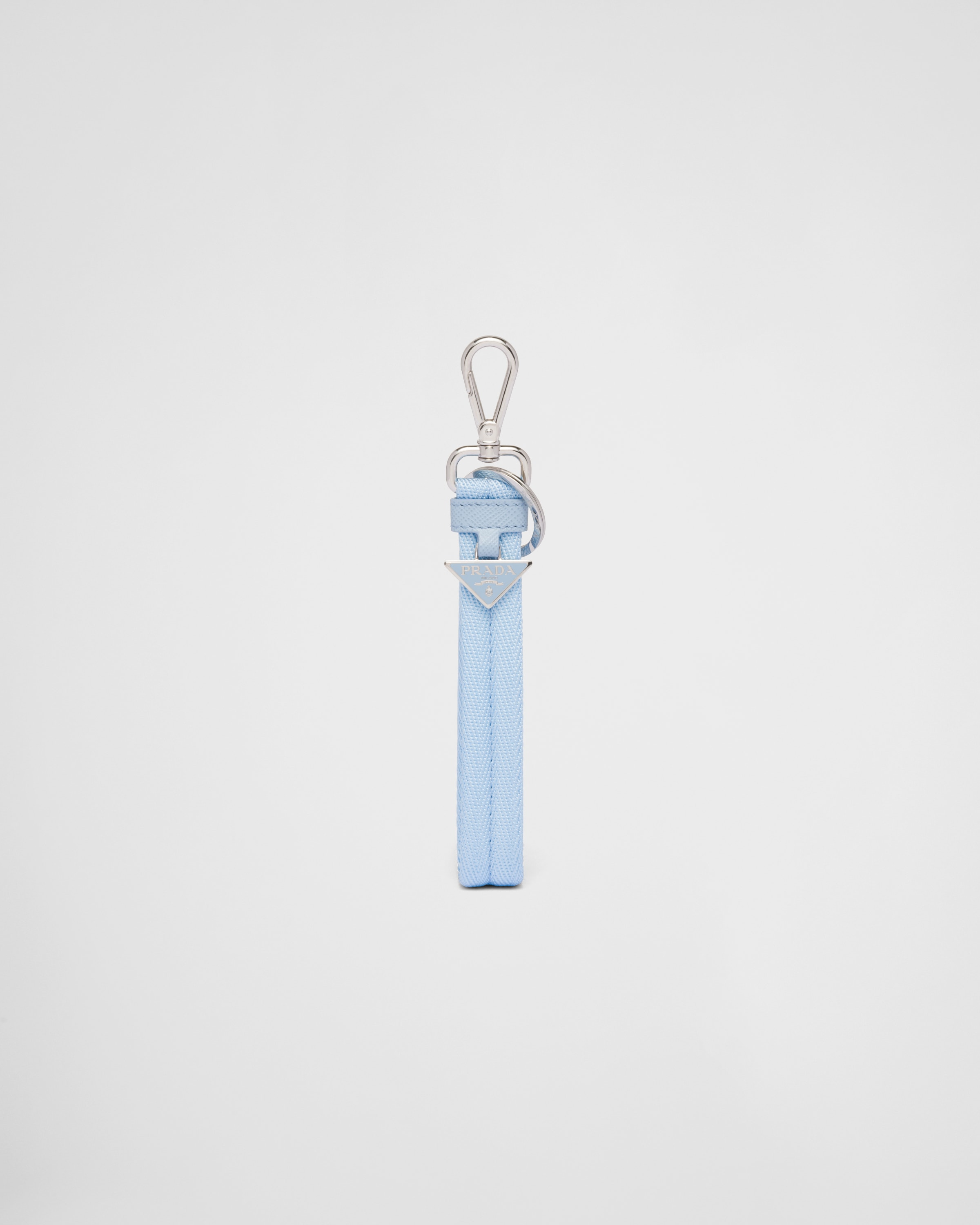 Light Blue Woven nylon tape keychain | Prada