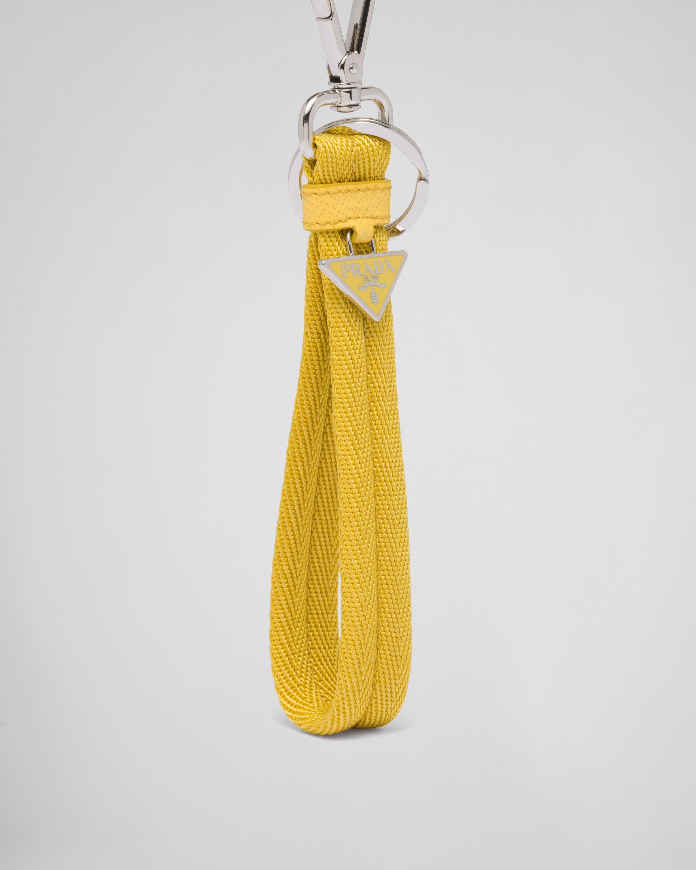 Sunny Yellow Woven nylon tape keychain | Prada