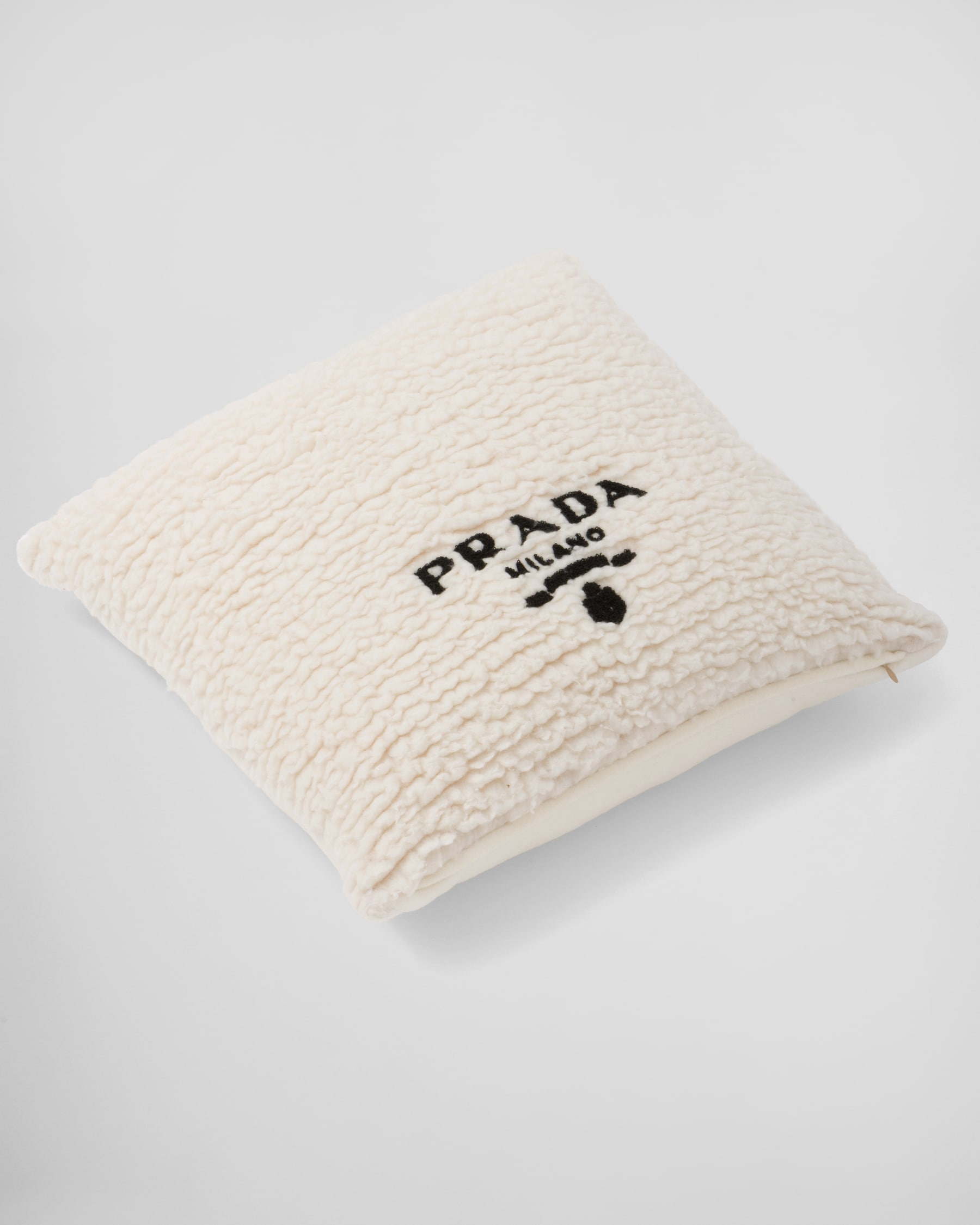 Tan/black Faux-fur Cashmere And Wool Throw Pillow | PRADA
