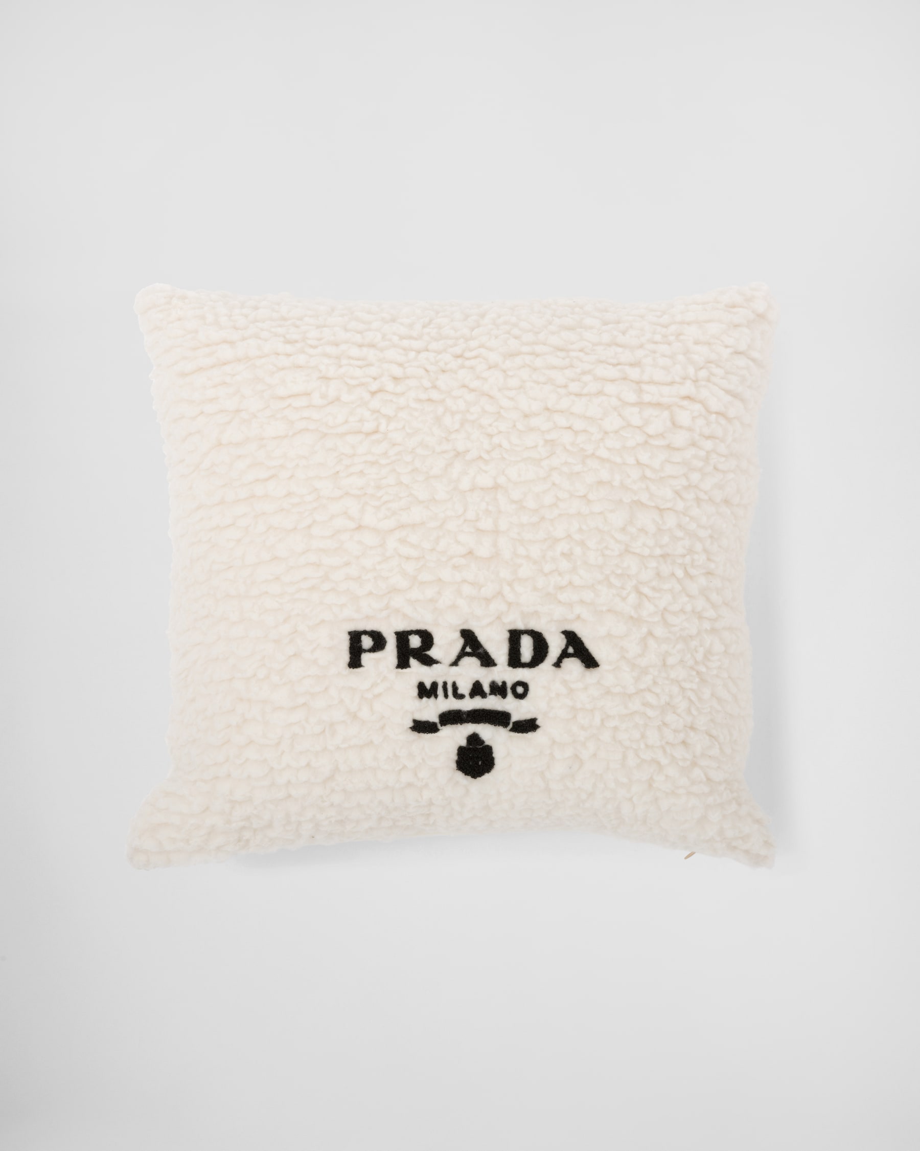 Tan/black Faux-fur Cashmere And Wool Throw Pillow | PRADA