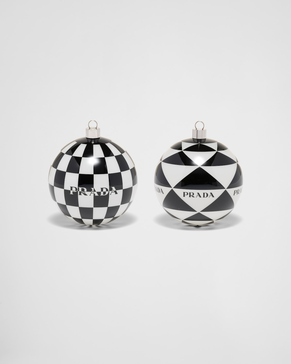 White/black Glass Christmas Ornament Set | PRADA