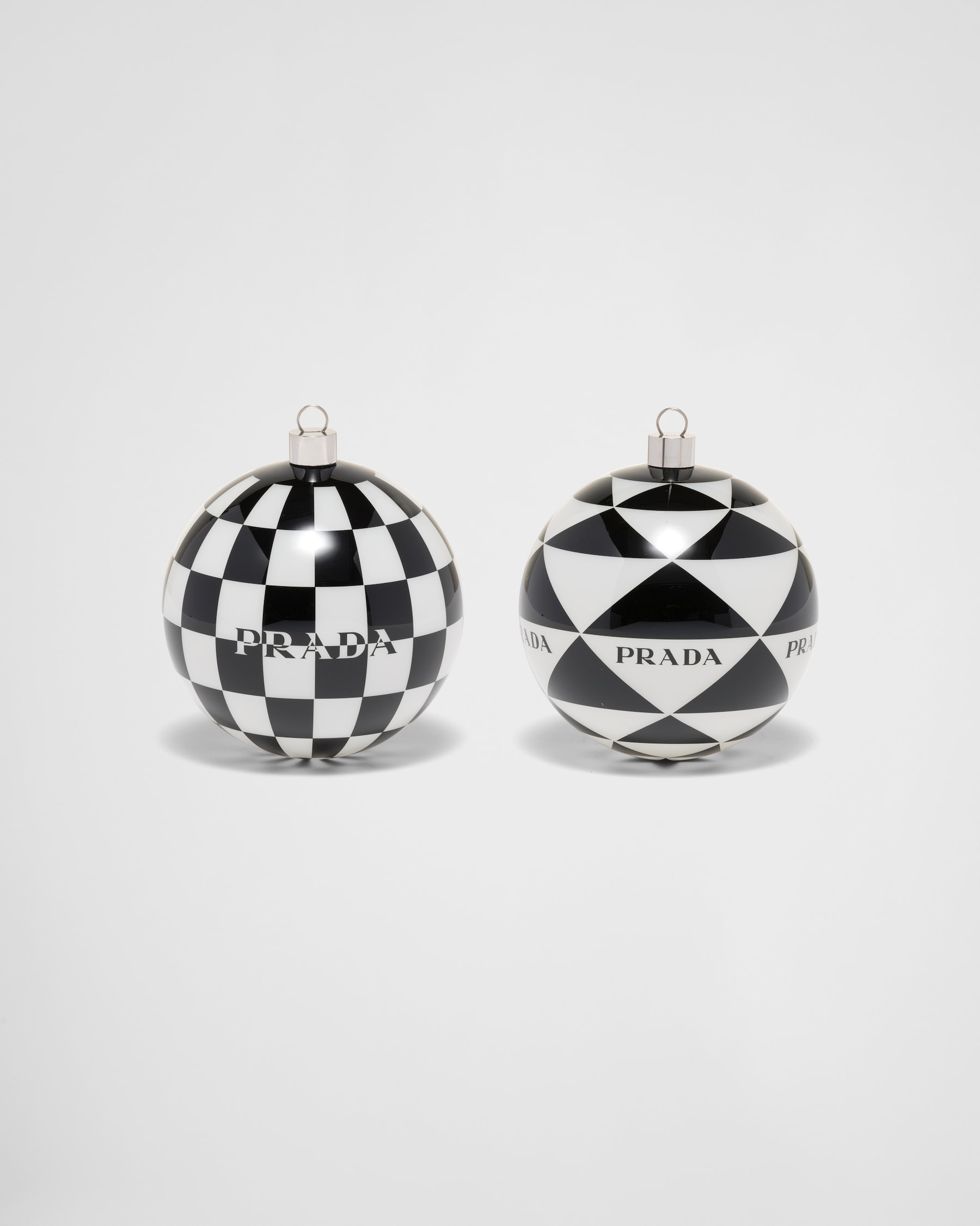 White/black Glass Christmas Ornament Set | PRADA