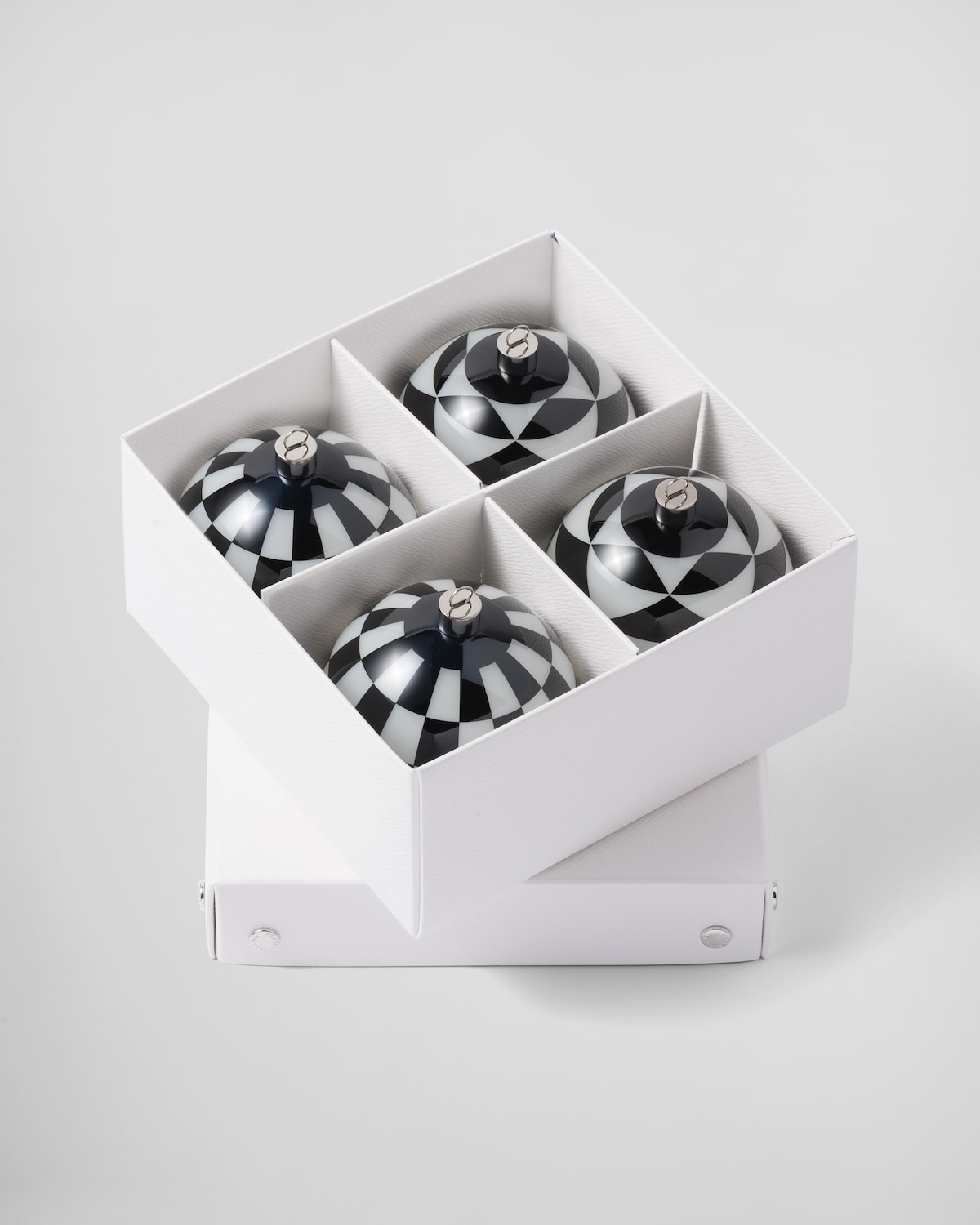White/black Glass Christmas Ornament Set | PRADA