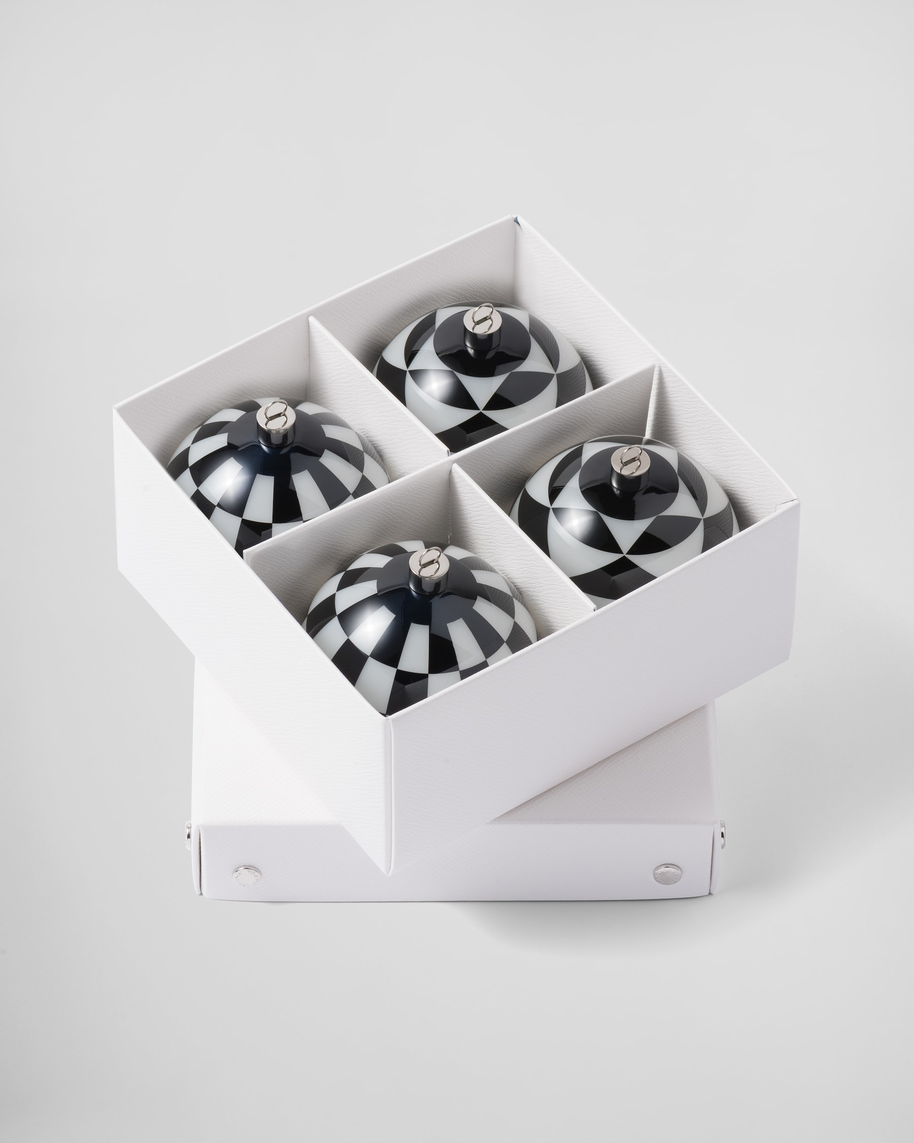 White/black Glass Christmas Ornament Set | PRADA