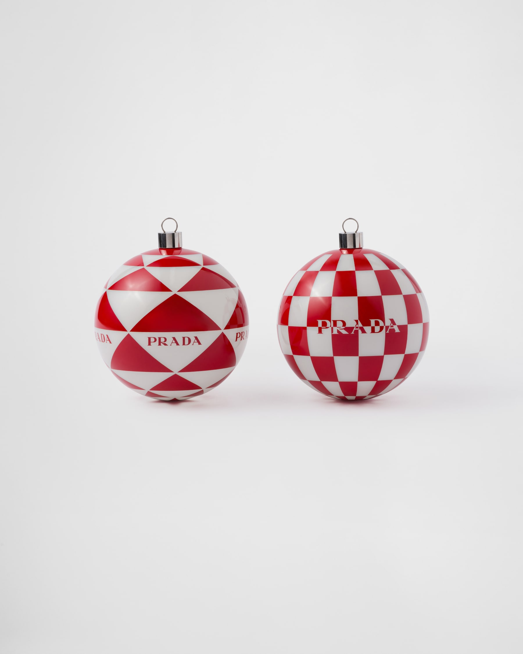 White/red Glass Christmas Ornament Set | PRADA