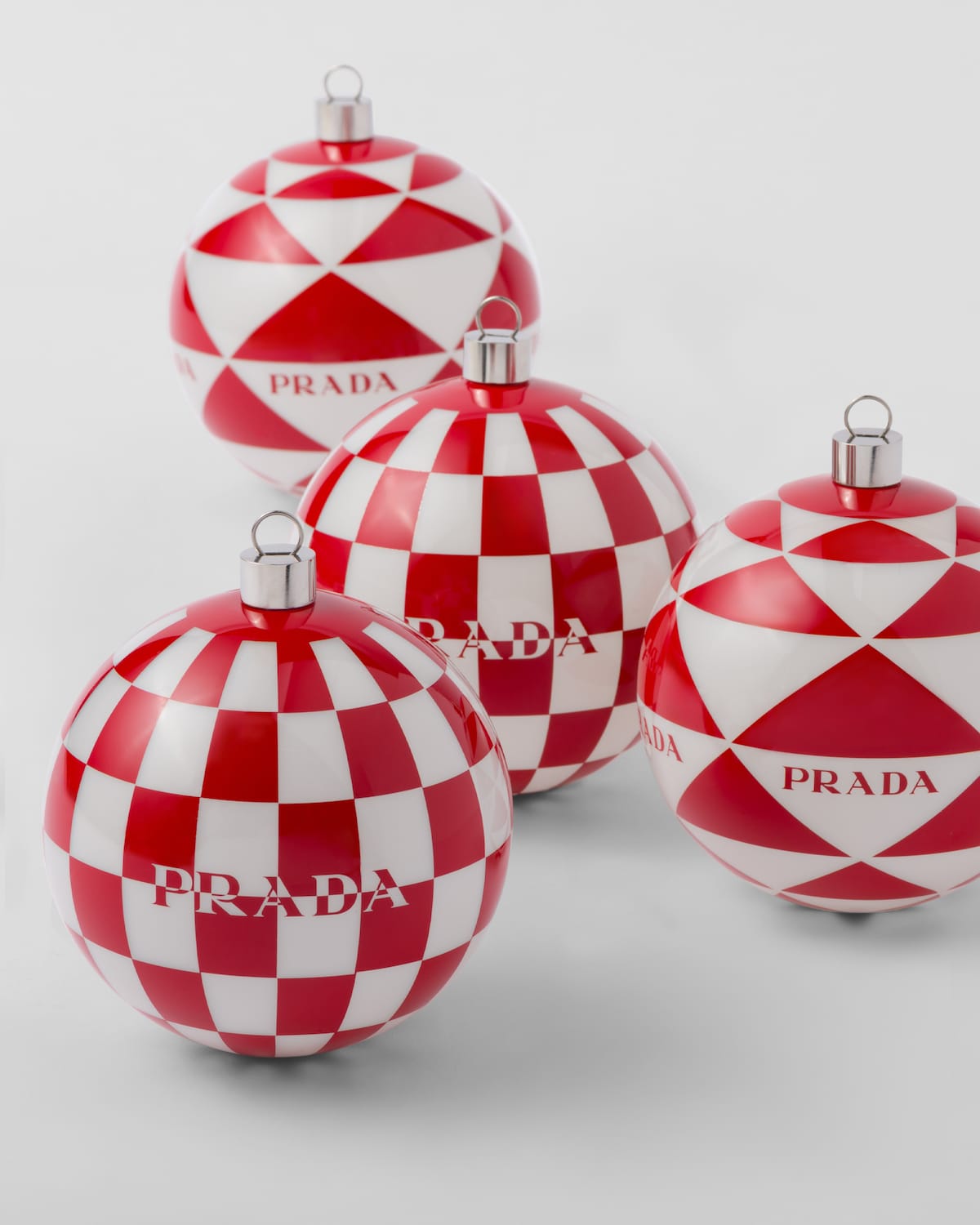 White/red Glass Christmas Ornament Set | PRADA