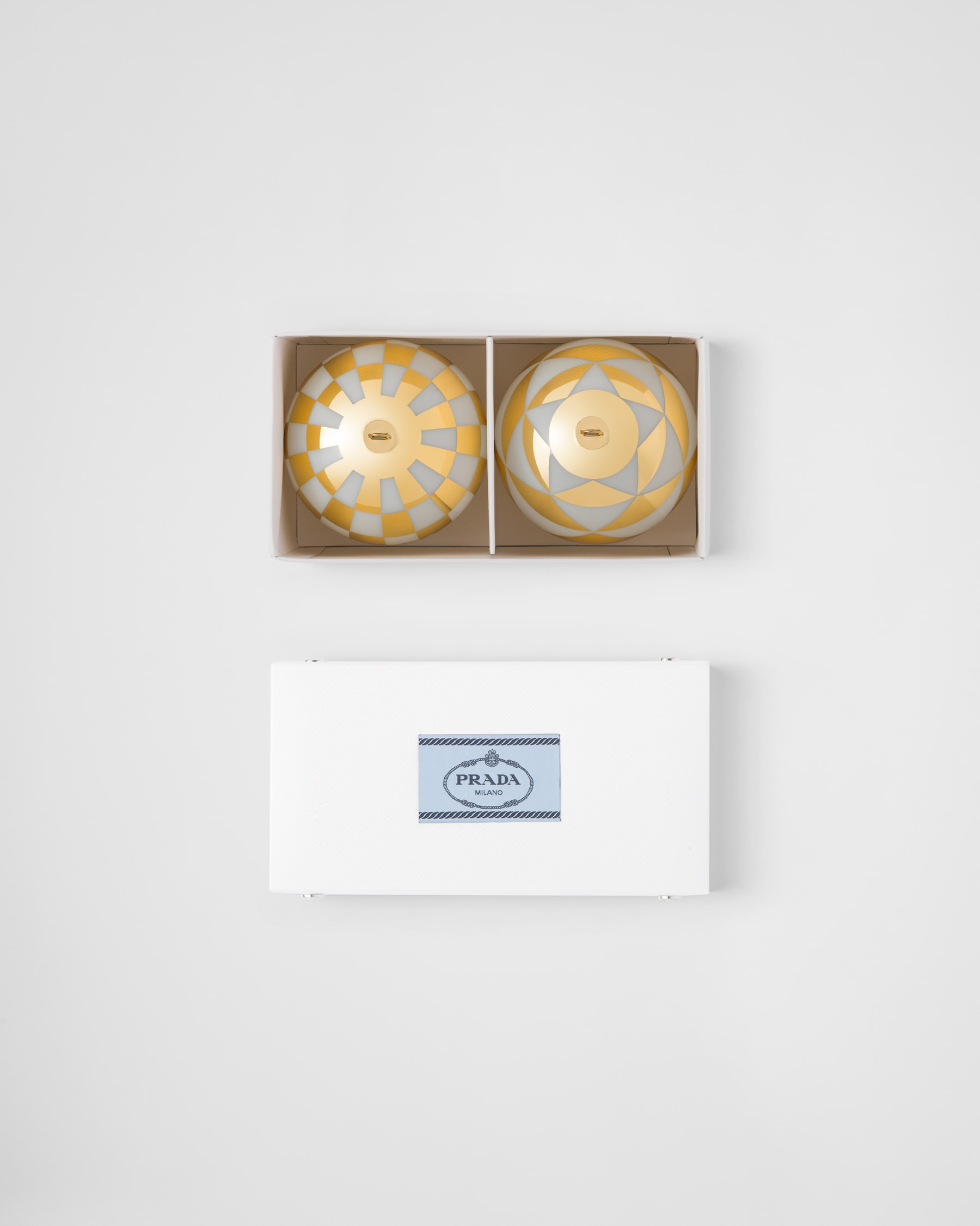 White/platinum Glass Christmas Ornament Set | PRADA