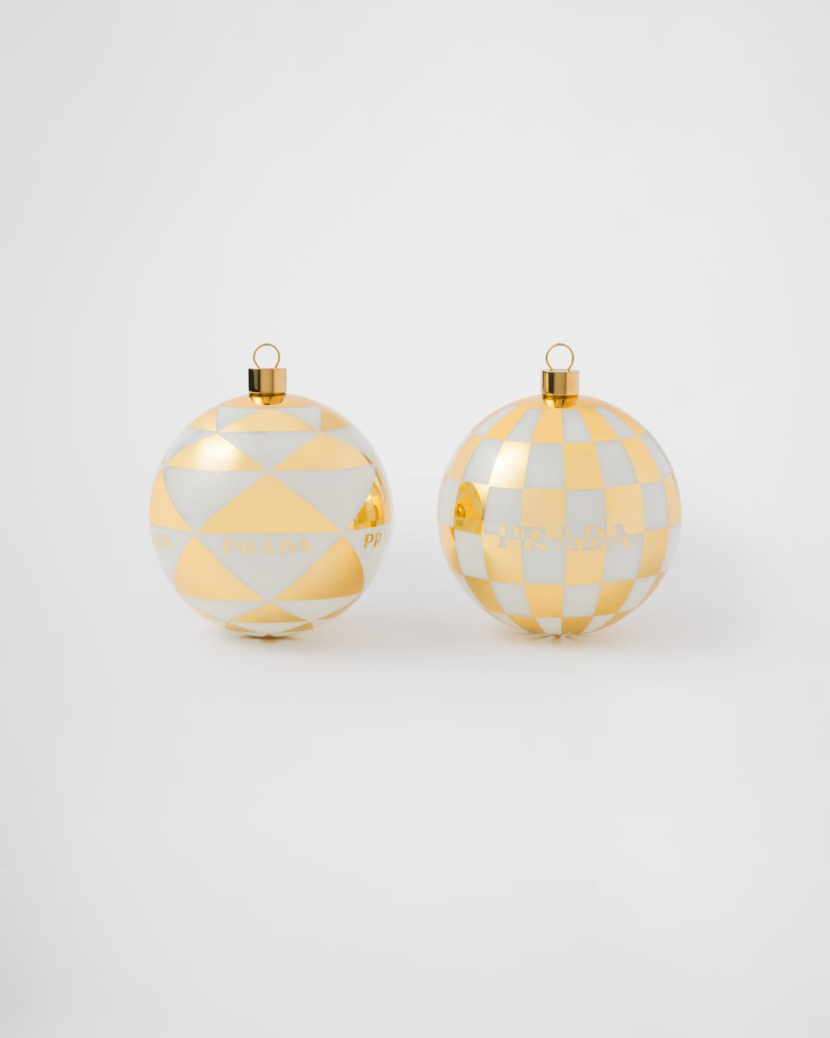 White/platinum Glass Christmas Ornament Set | PRADA