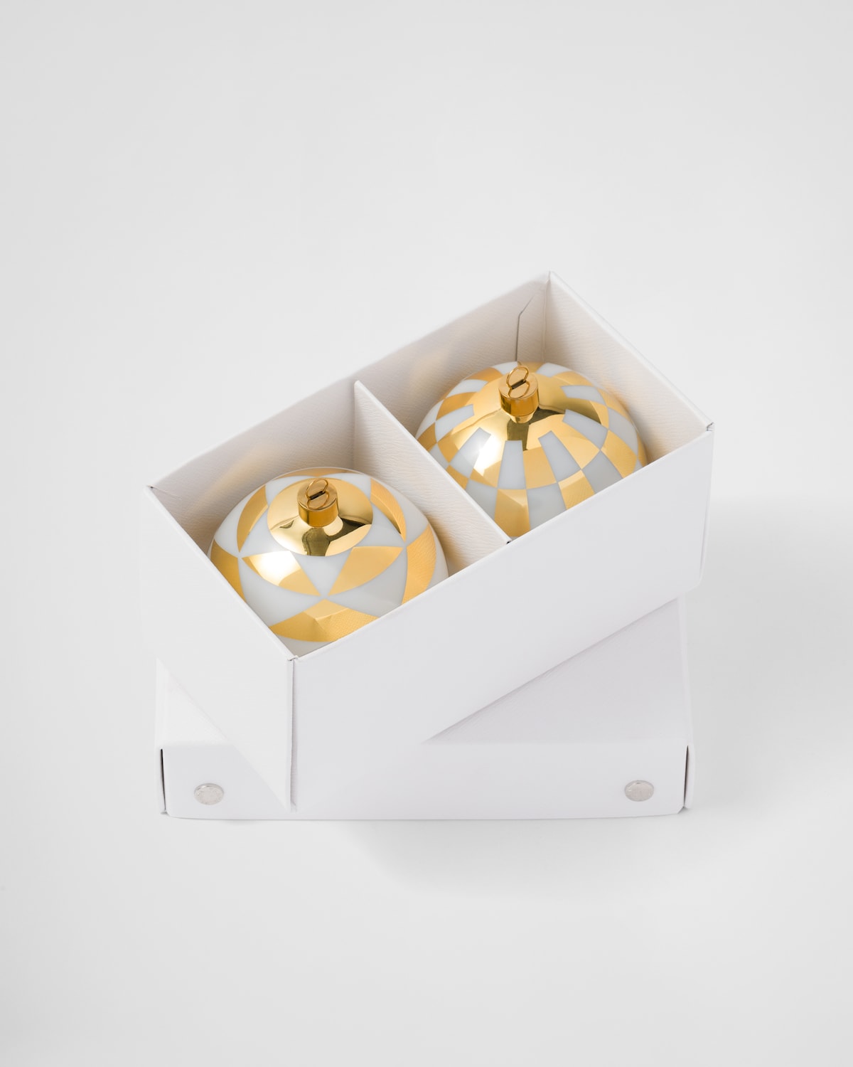 White/platinum Glass Christmas Ornament Set | PRADA