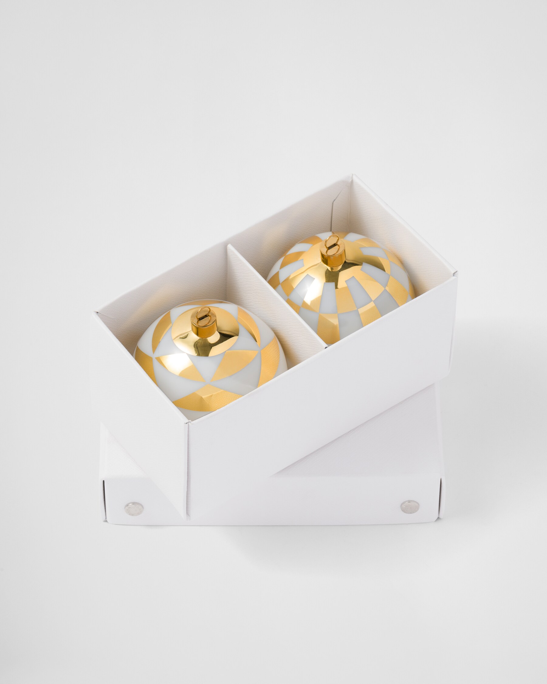 White/platinum Glass Christmas Ornament Set | PRADA