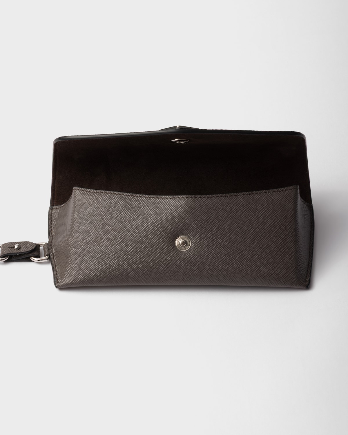 Smoky Gray Saffiano Leather Eyeglasses Case | PRADA