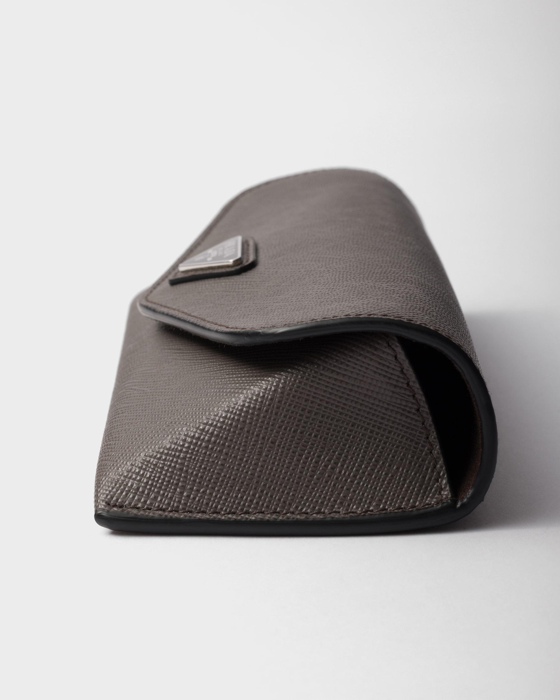 Smoky Gray Saffiano Leather Eyeglasses Case | PRADA