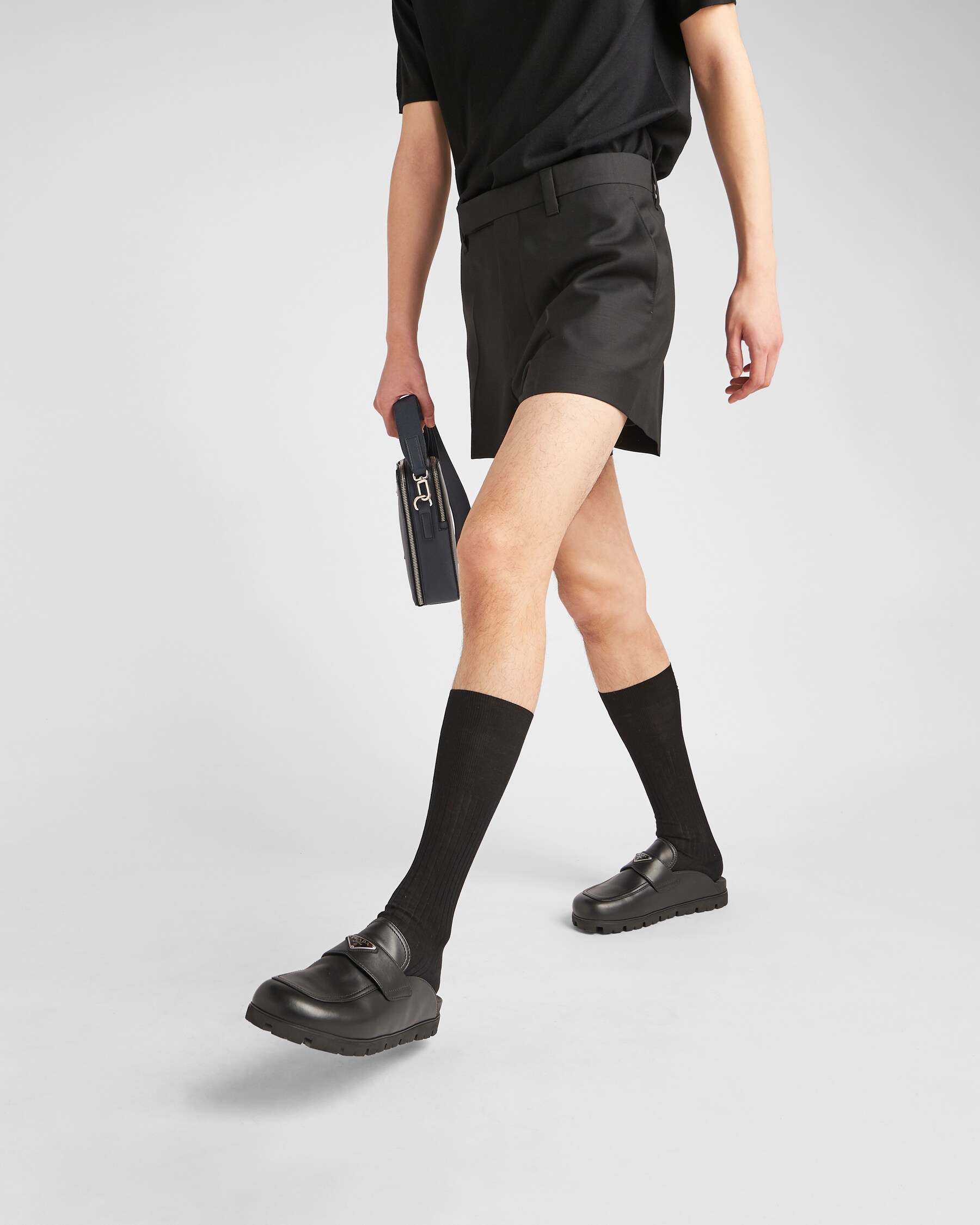 Black Leather Sabots | PRADA