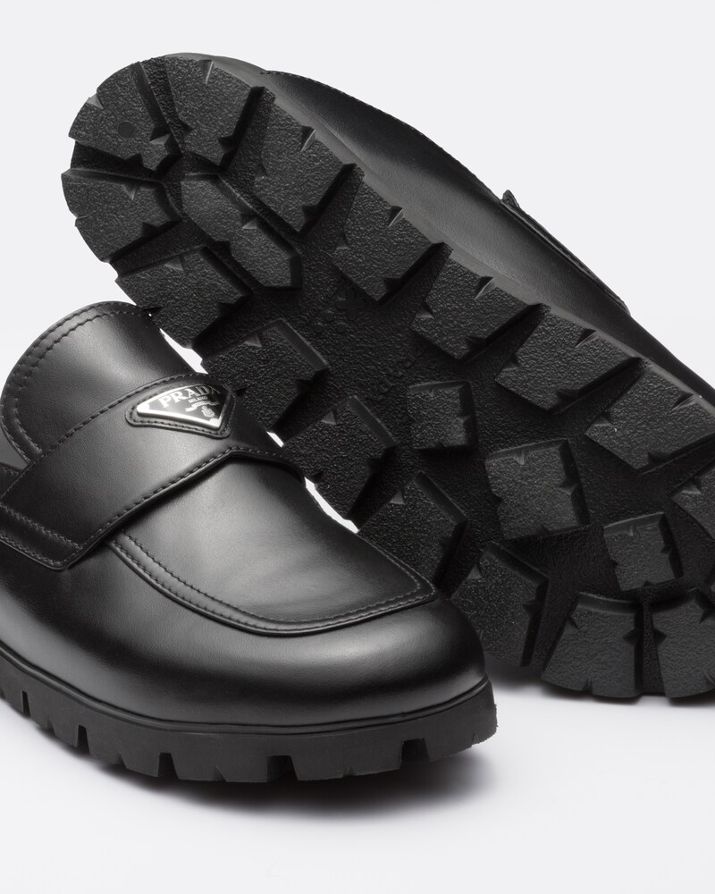 Black Leather Sabots | PRADA