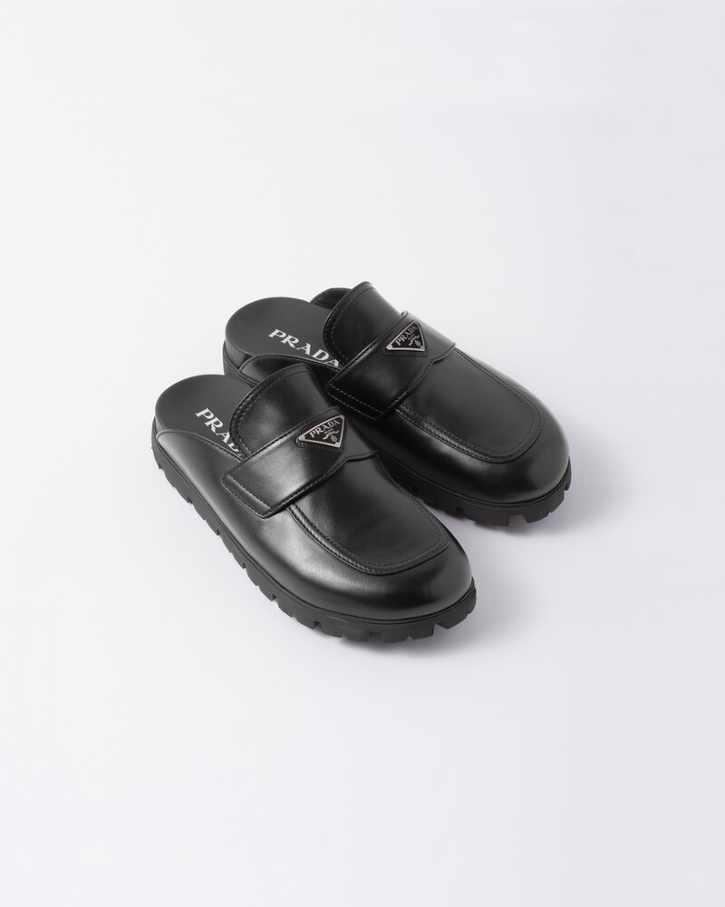 Black Leather Sabots | PRADA